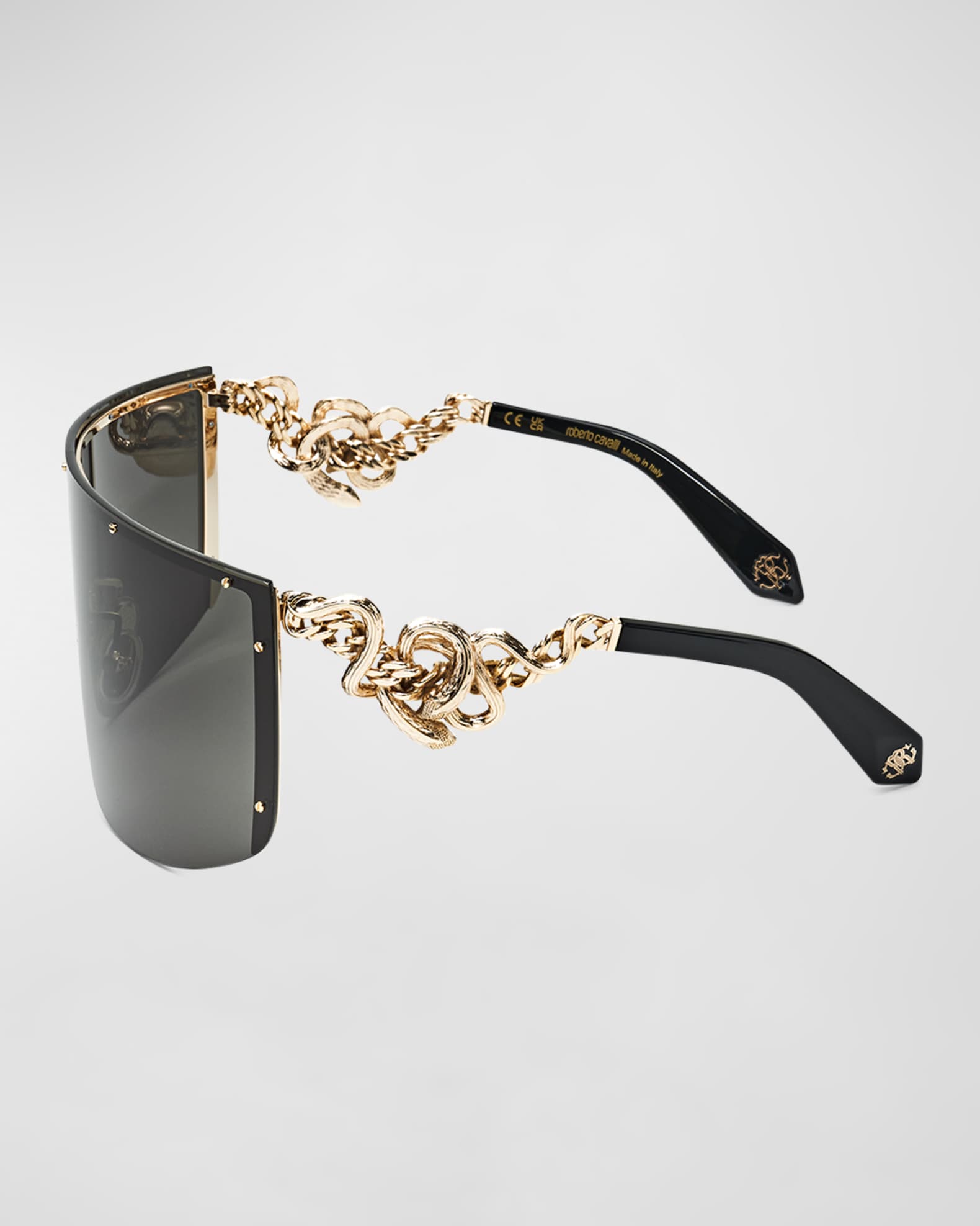 Roberto Cavalli Iconic Snake Metal & Acetate Shield Sunglasses | Neiman ...