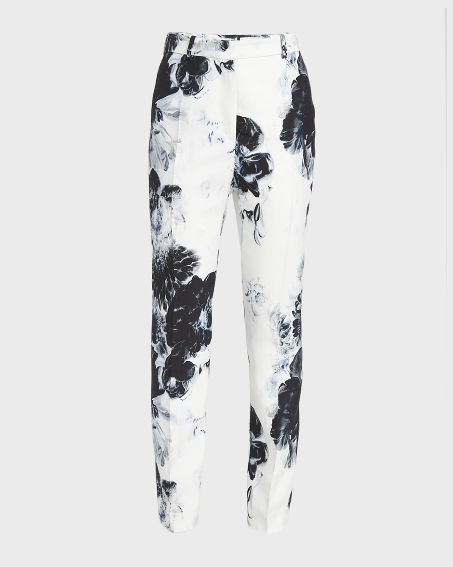 Alexander McQueen X-Ray Floral Print Straight-Leg Trousers | Neiman Marcus