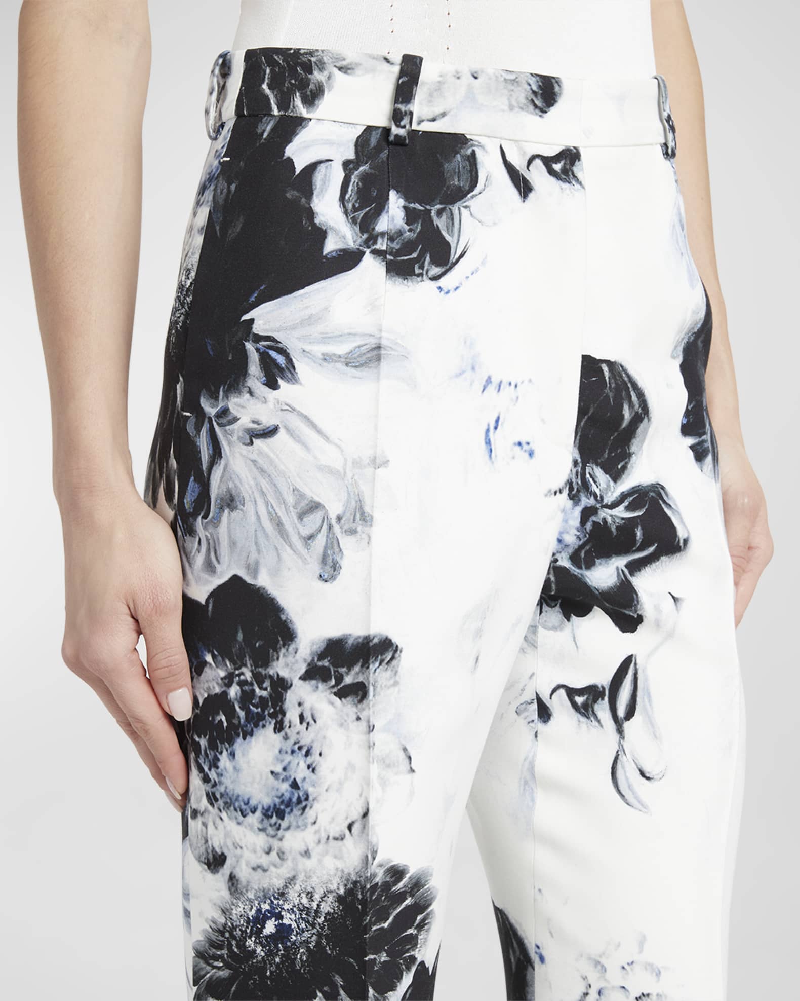 Alexander McQueen X-Ray Floral Print Straight-Leg Trousers | Neiman Marcus