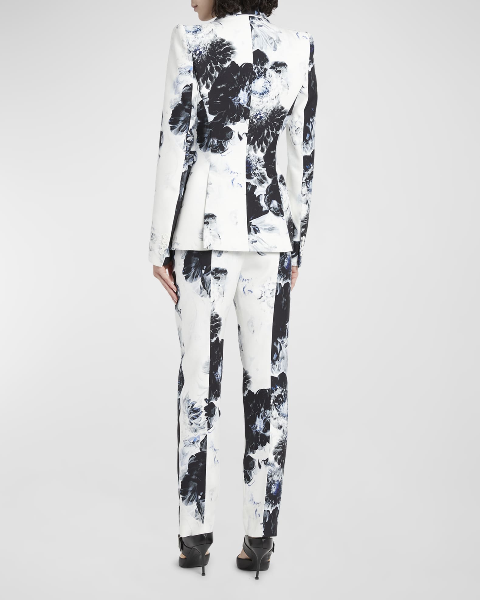 Alexander McQueen Peak Shoulder X-Ray Floral Print Blazer Jacket ...