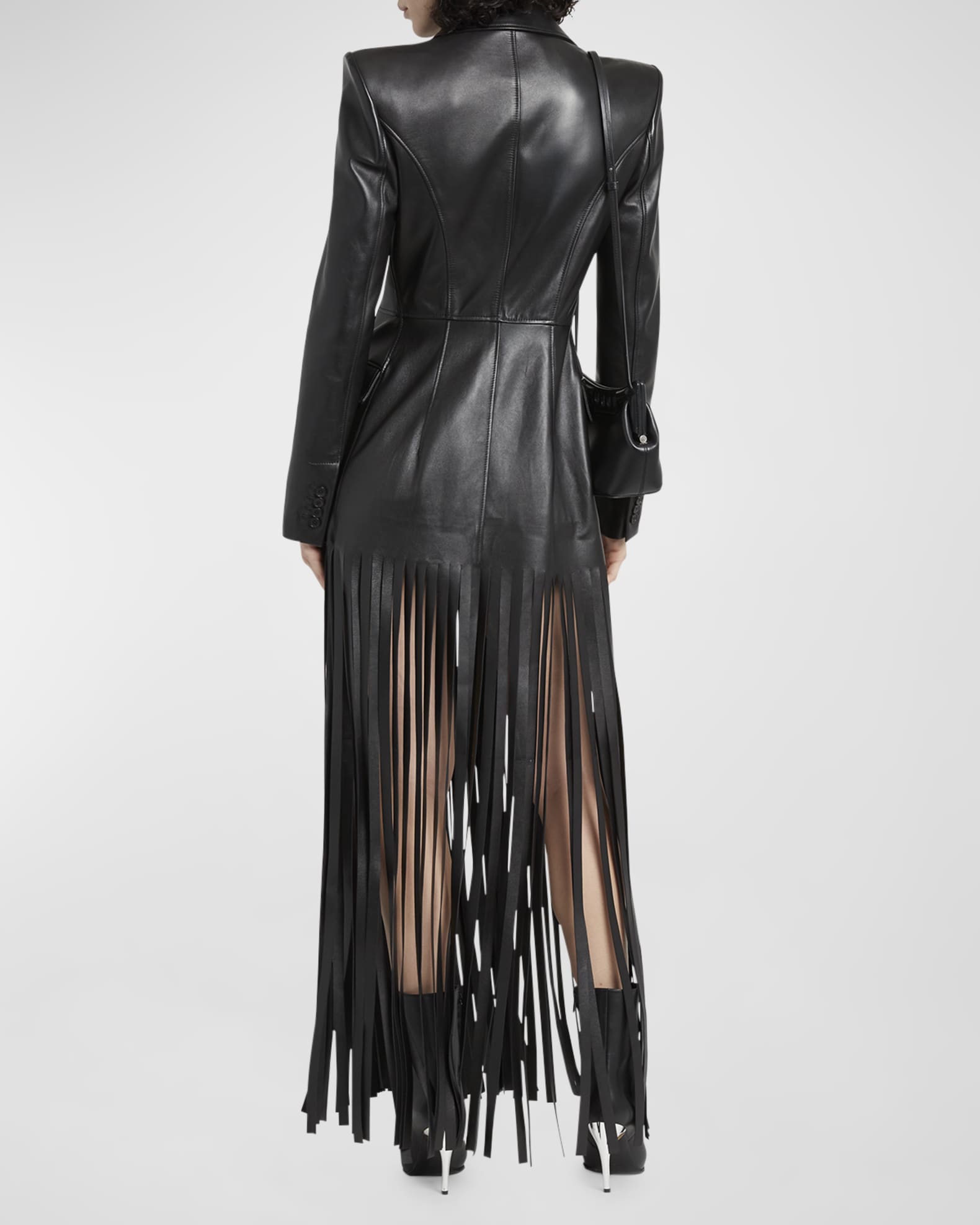 Alexander McQueen Leather Fringed Trench Coat | Neiman Marcus