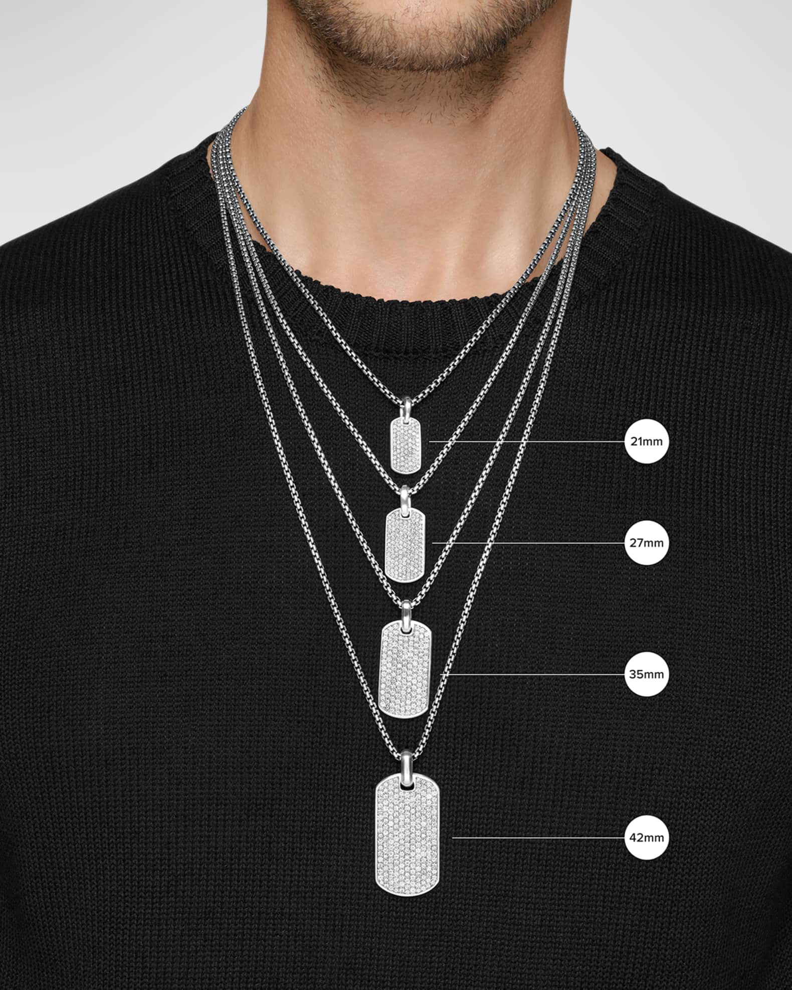 David Yurman Men's Sculpted Cable Tag in 18K Gold with Diamonds, 35mm ...
