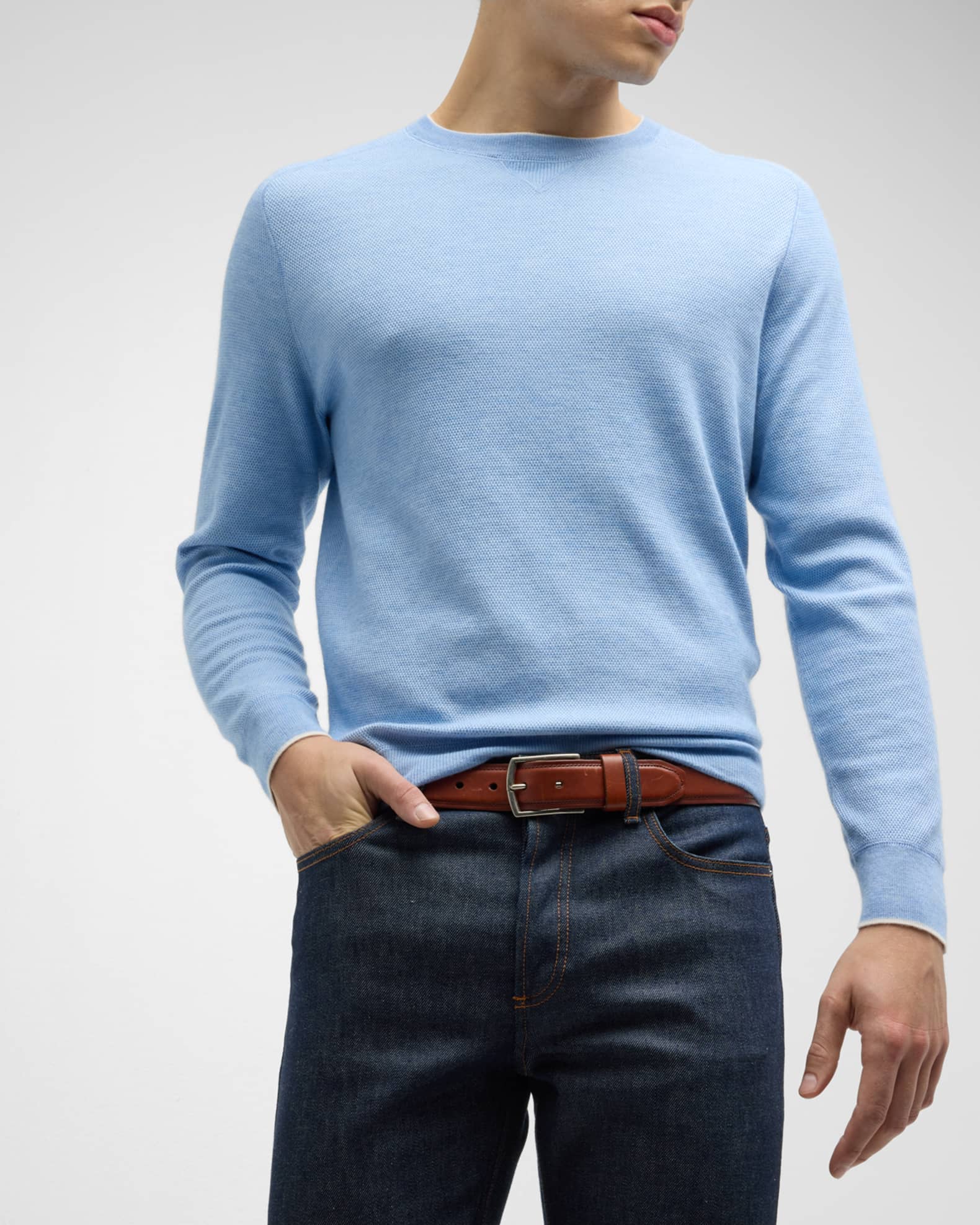 Peter Millar Men's Voyager Cashmere-Silk Crewneck Sweater | Neiman Marcus