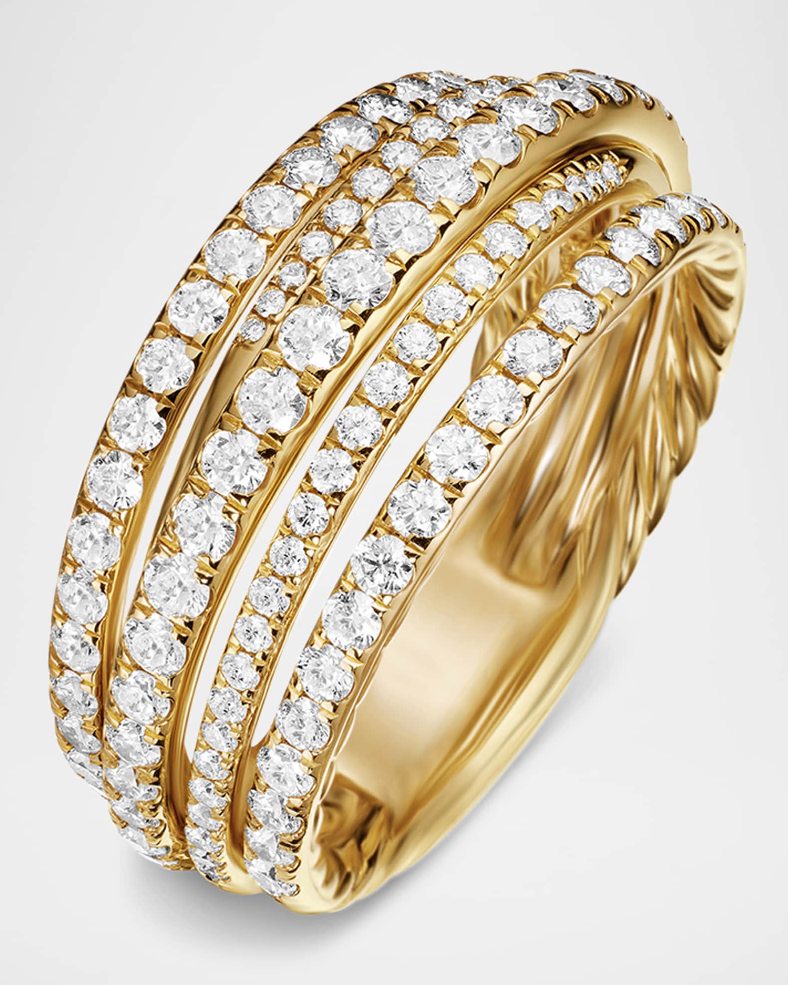 David Yurman Pave Crossover Ring with Diamonds in 18K Gold, 11mm ...