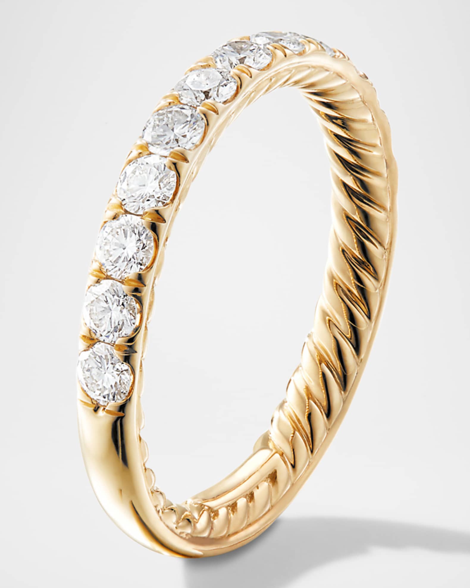 David Yurman DY Eden Partway Band Ring with Diamonds in 18K Gold, 2.8mm ...
