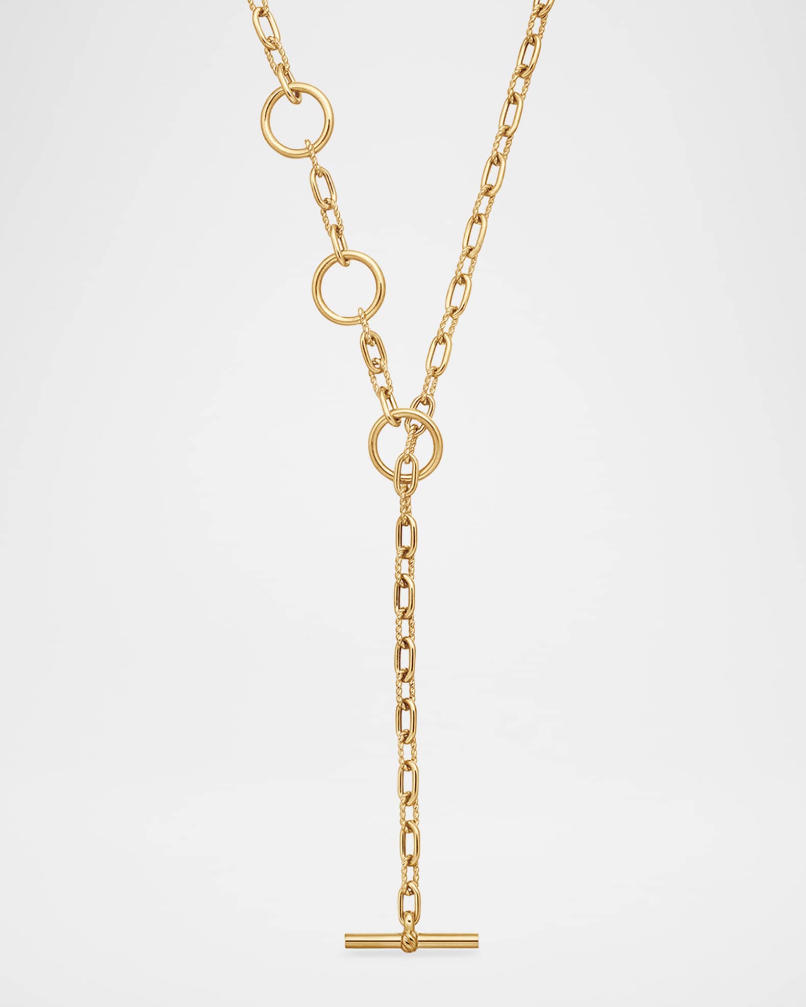 David Yurman DY Madison Three Ring Chain Necklace in 18K Gold, 3.9mm ...