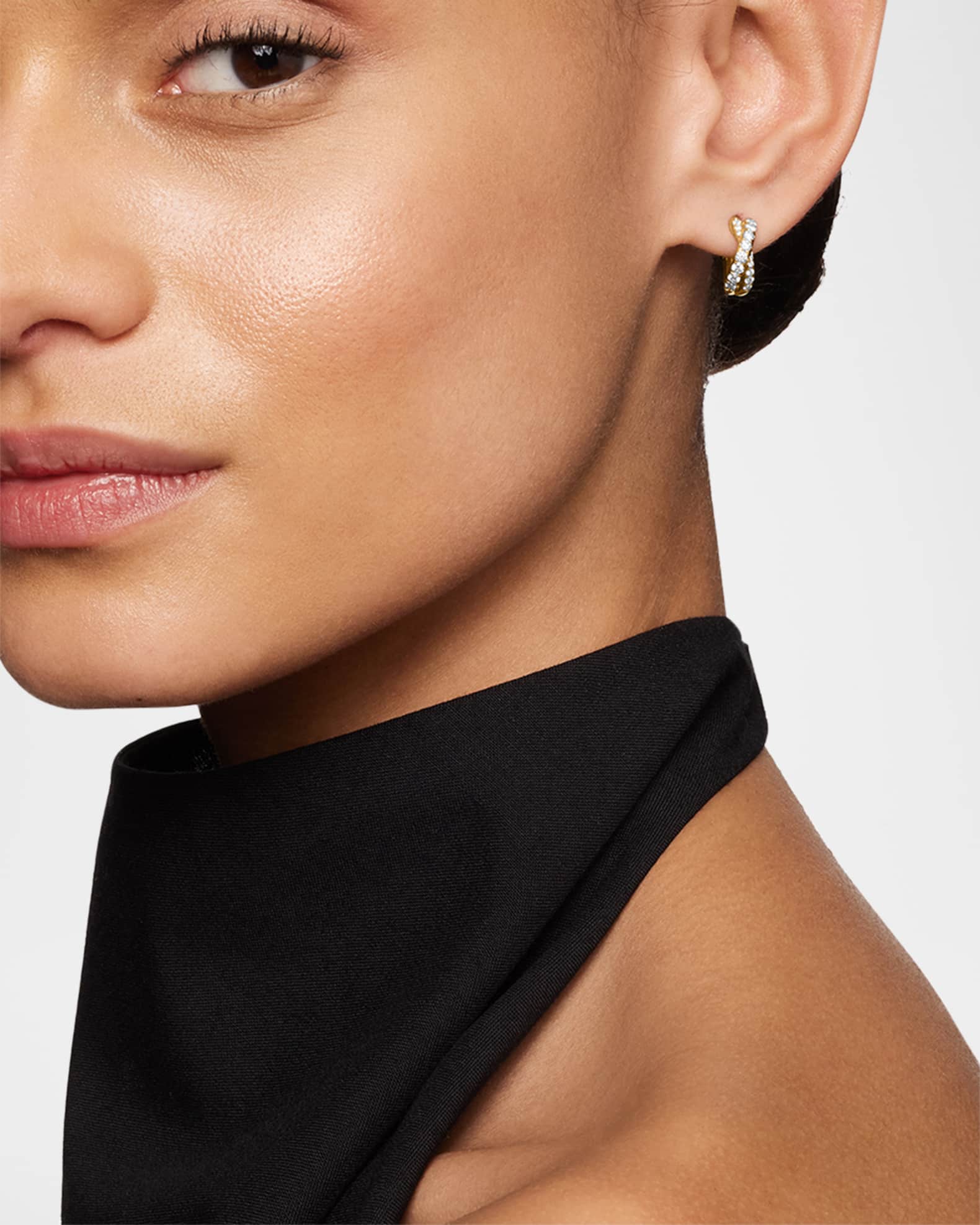 David Yurman Pave Crossover Hoop Earrings with Diamonds in 18K Gold ...