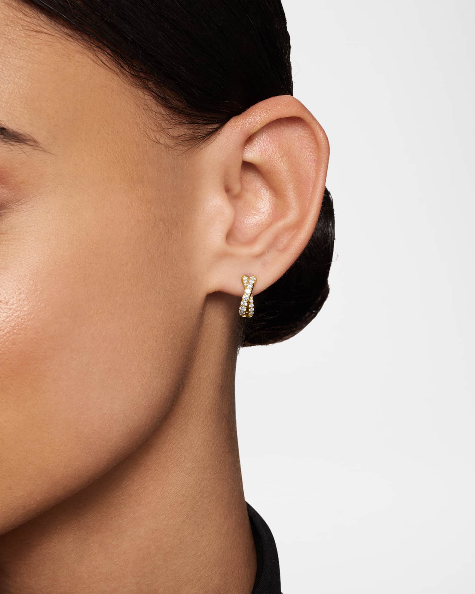 David Yurman Pave Crossover Hoop Earrings with Diamonds in 18K Gold ...