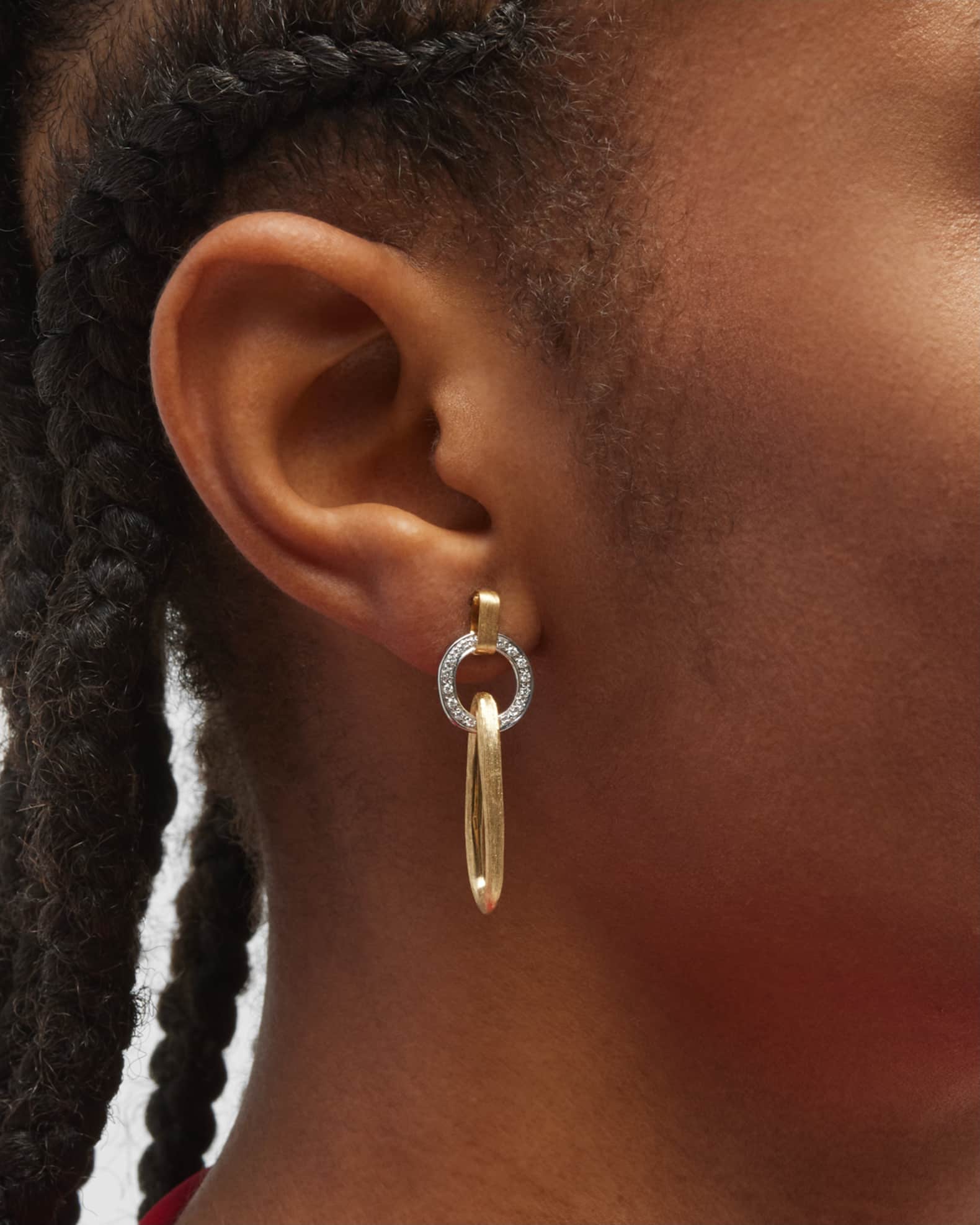 Marco Bicego 18K Yellow and White Gold Hoop Drop Earrings with Diamonds ...