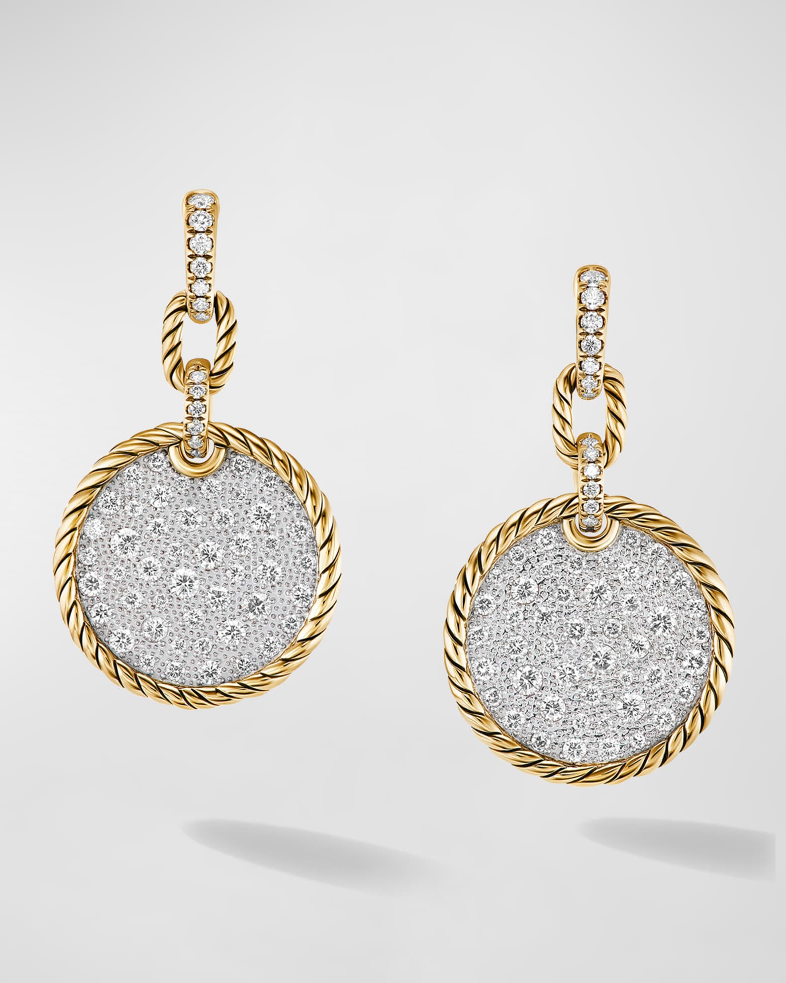 David Yurman Elements Earrings in 18K Gold with Diamonds, 1.5" | Neiman ...