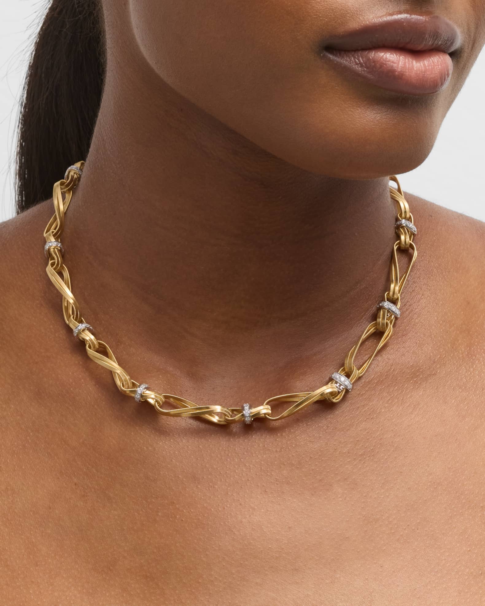 Marco Bicego 18K Yellow Gold Marrakech Onde Double Link Necklace | Neiman Marcus