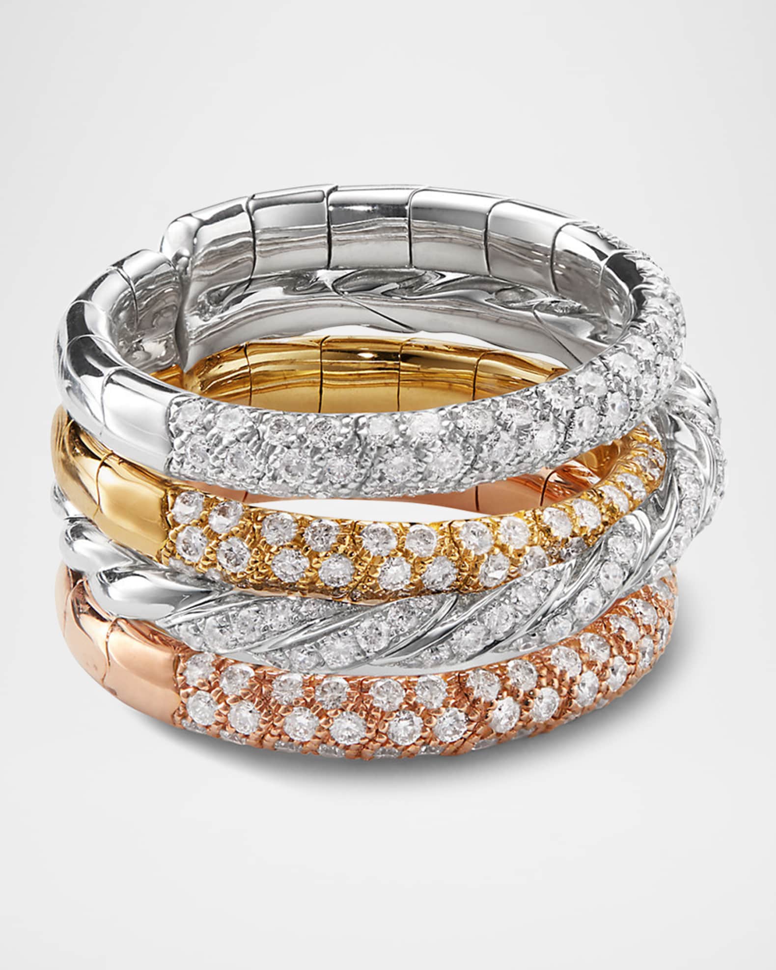 David Yurman Paveflex Four Row Ring with Diamonds in 18K Gold, 14mm ...