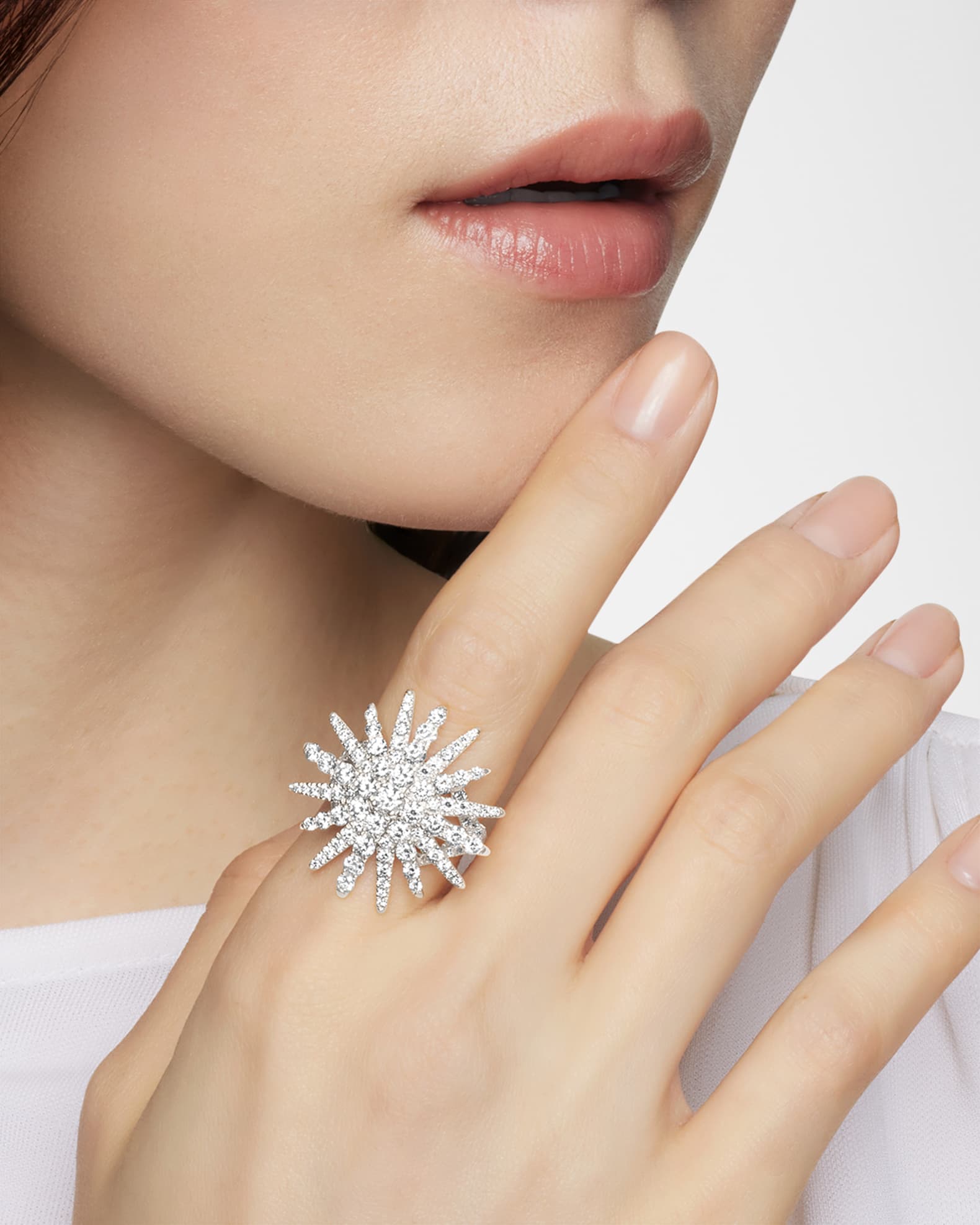 David Yurman Starburst 18k White Gold Statement Ring with Diamonds | Neiman Marcus