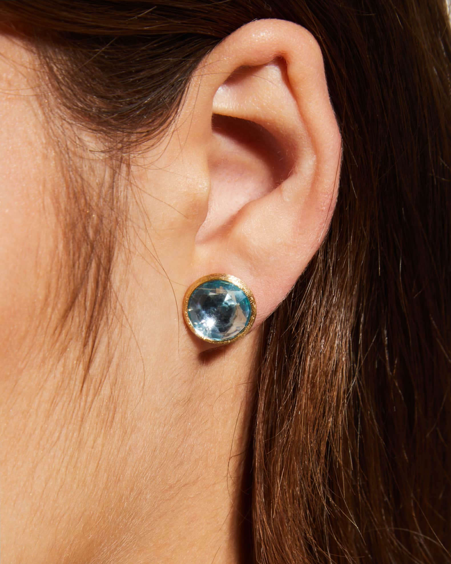 Marco Bicego Jaipur 18K Yellow Gold Blue Topaz Large Stud Earrings ...