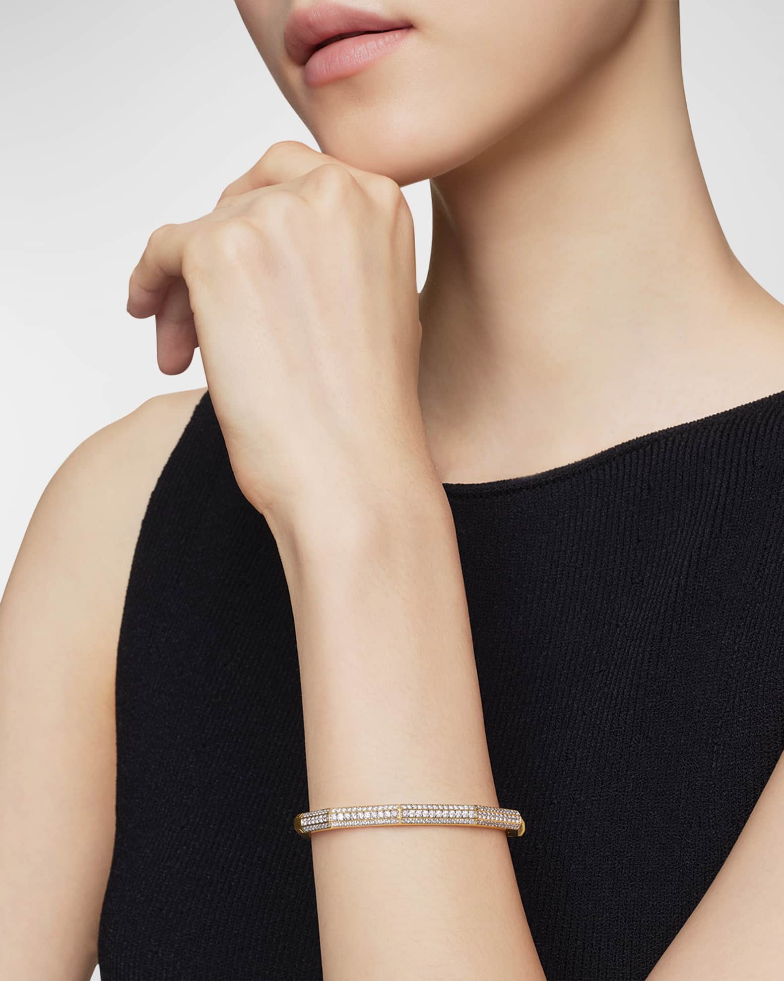 David Yurman Carlyle Bracelet with Diamonds in 18K Gold, 5.5mm | Neiman ...