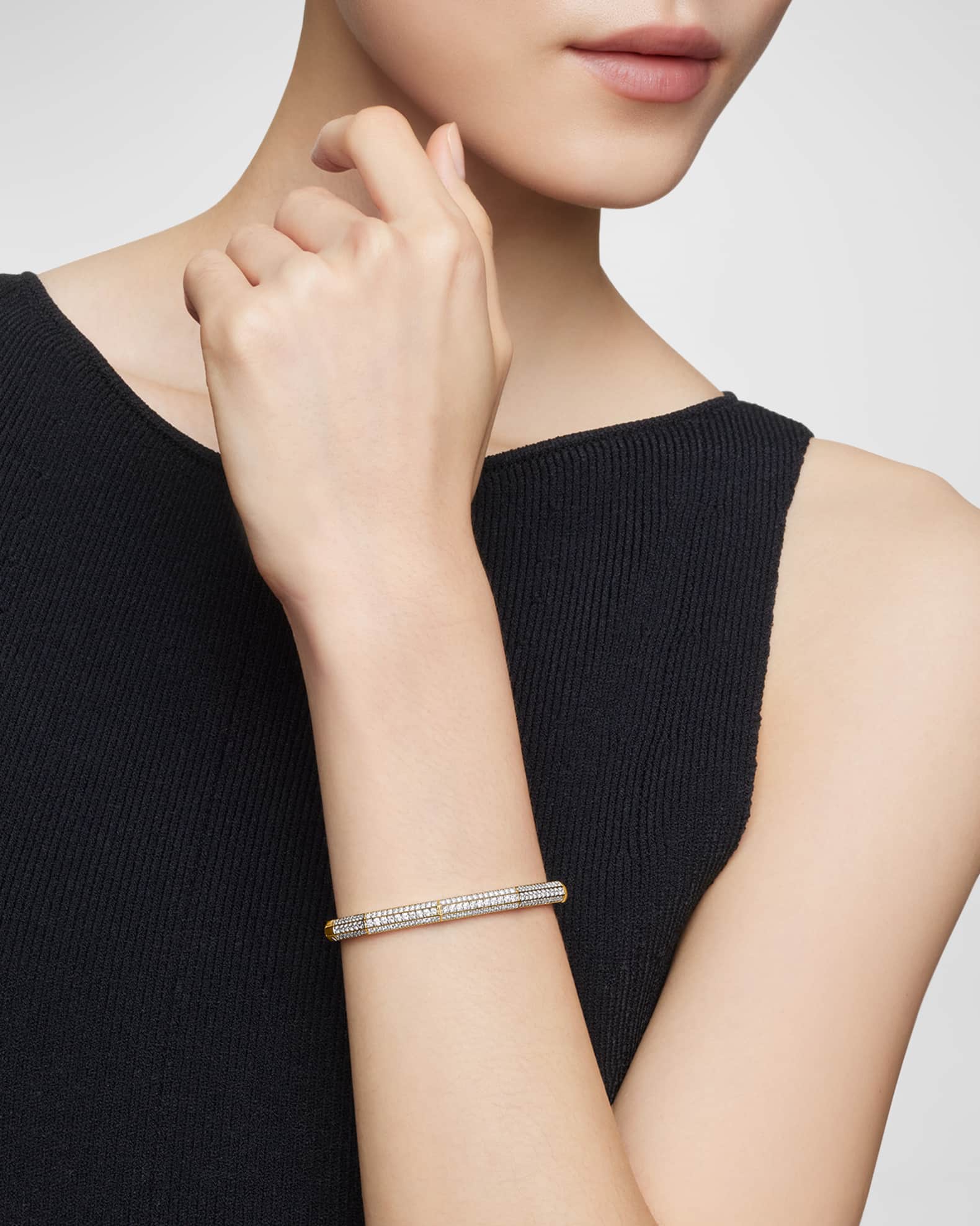 David Yurman Carlyle Bracelet with Diamonds in 18K Gold, 5.5mm | Neiman ...