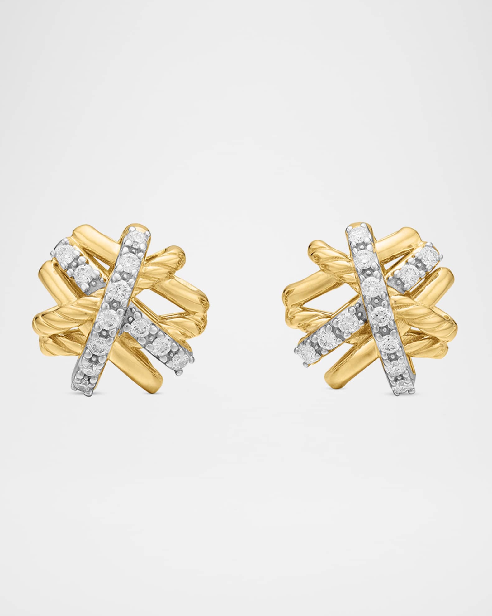 David Yurman Crossover Earrings with Diamonds in 18K Gold, 11mm ...