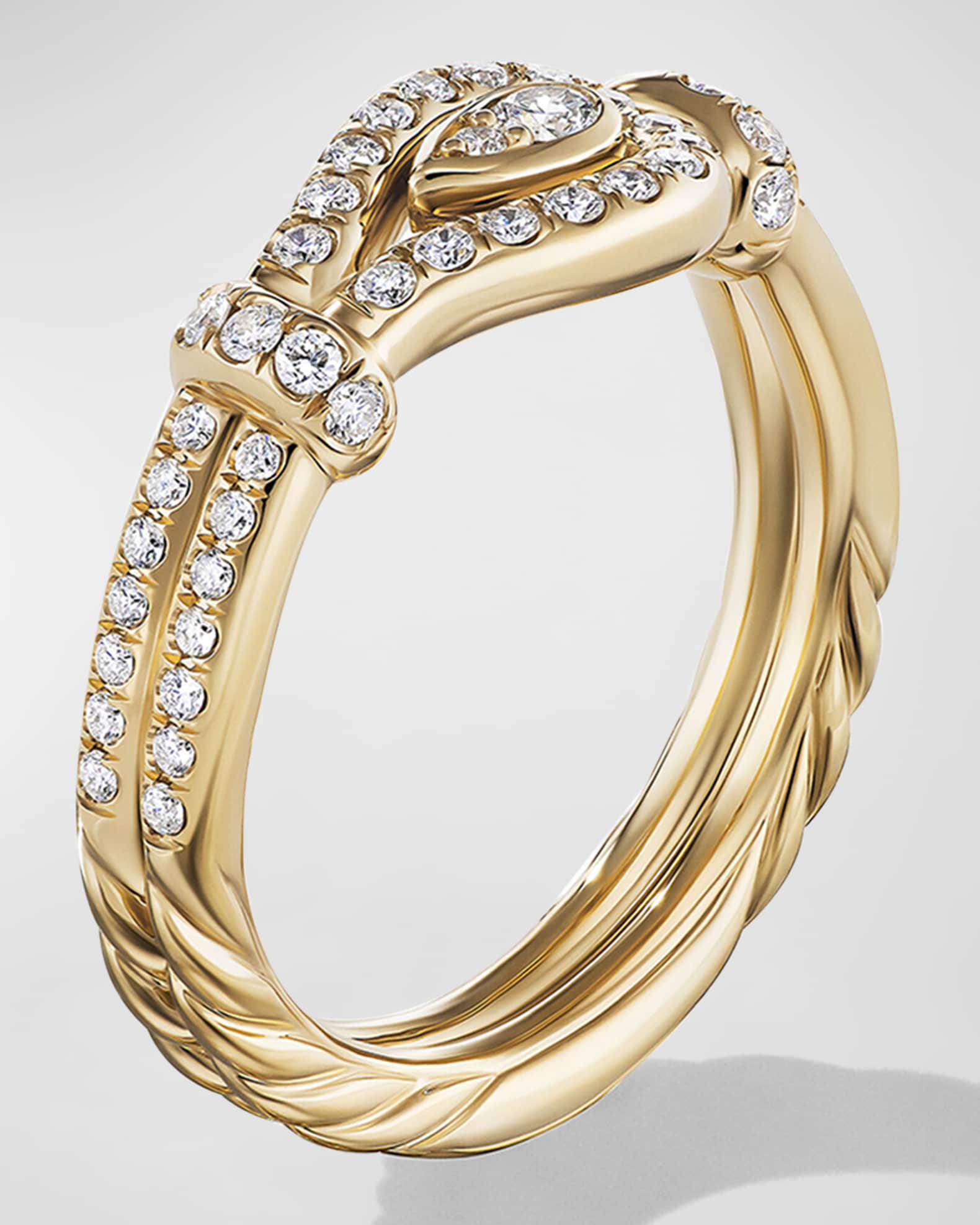 David Yurman Thoroughbred Loop Ring with Full Pave Diamonds in 18K Gold ...