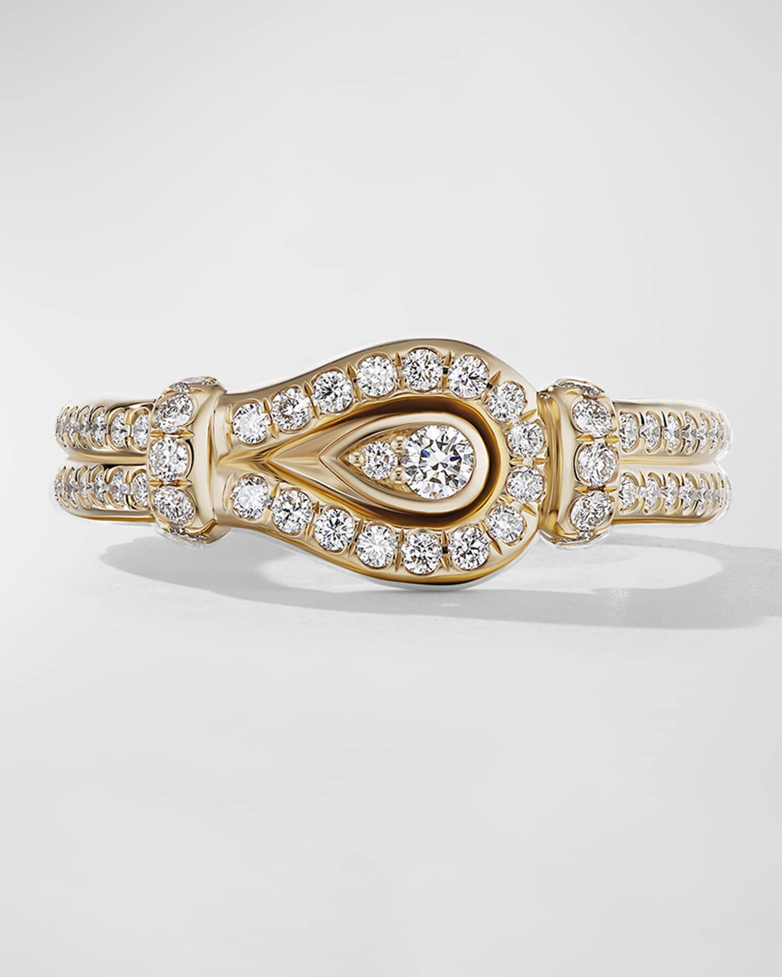 David Yurman Thoroughbred Loop Ring with Full Pave Diamonds in 18K Gold ...