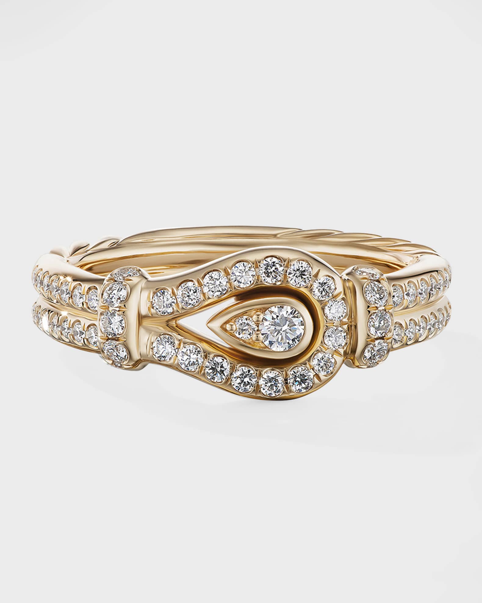 David Yurman Thoroughbred Loop Ring with Full Pave Diamonds in 18K Gold ...