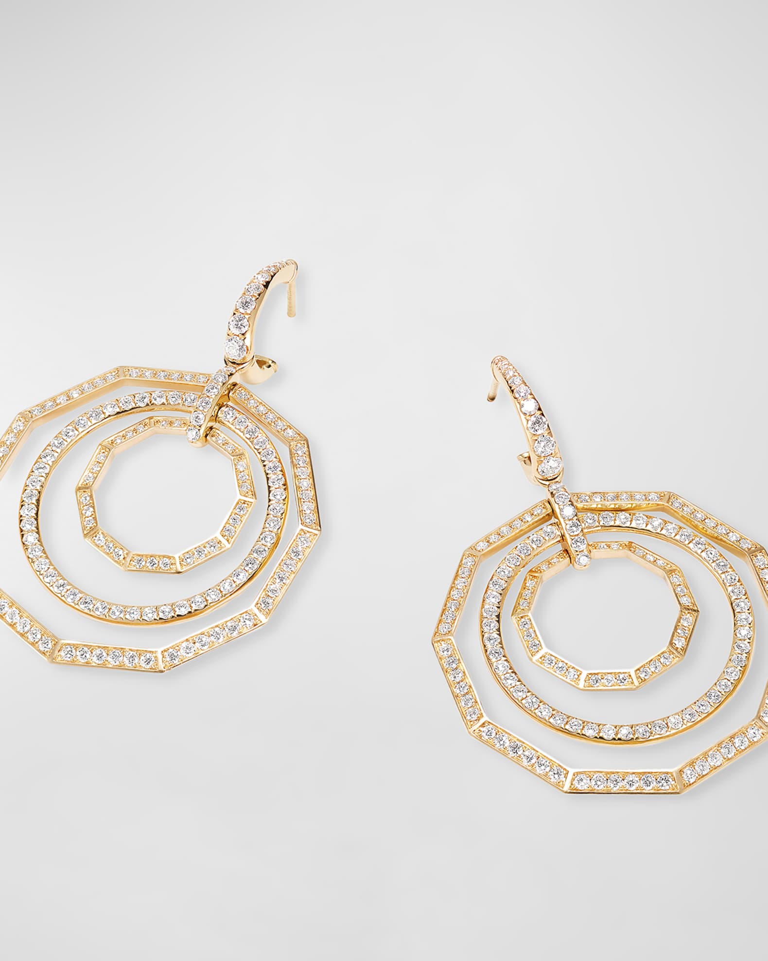 David Yurman Stax 18k Yellow Gold Diamond Extra-Large Drop Earrings ...