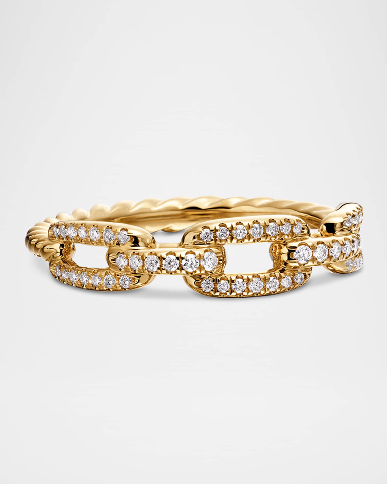 David Yurman Stax Single-Row Pave Chain Link Ring with Diamonds in 18K ...