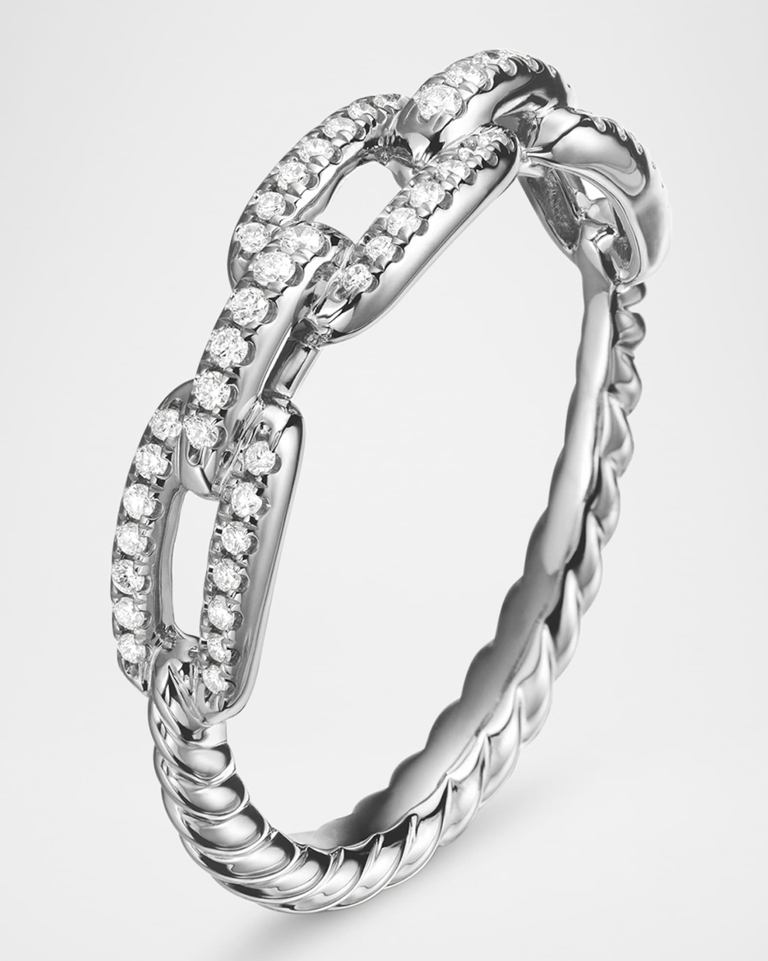 David Yurman Stax Pave Diamond Chain Link Ring in 18K White Gold ...