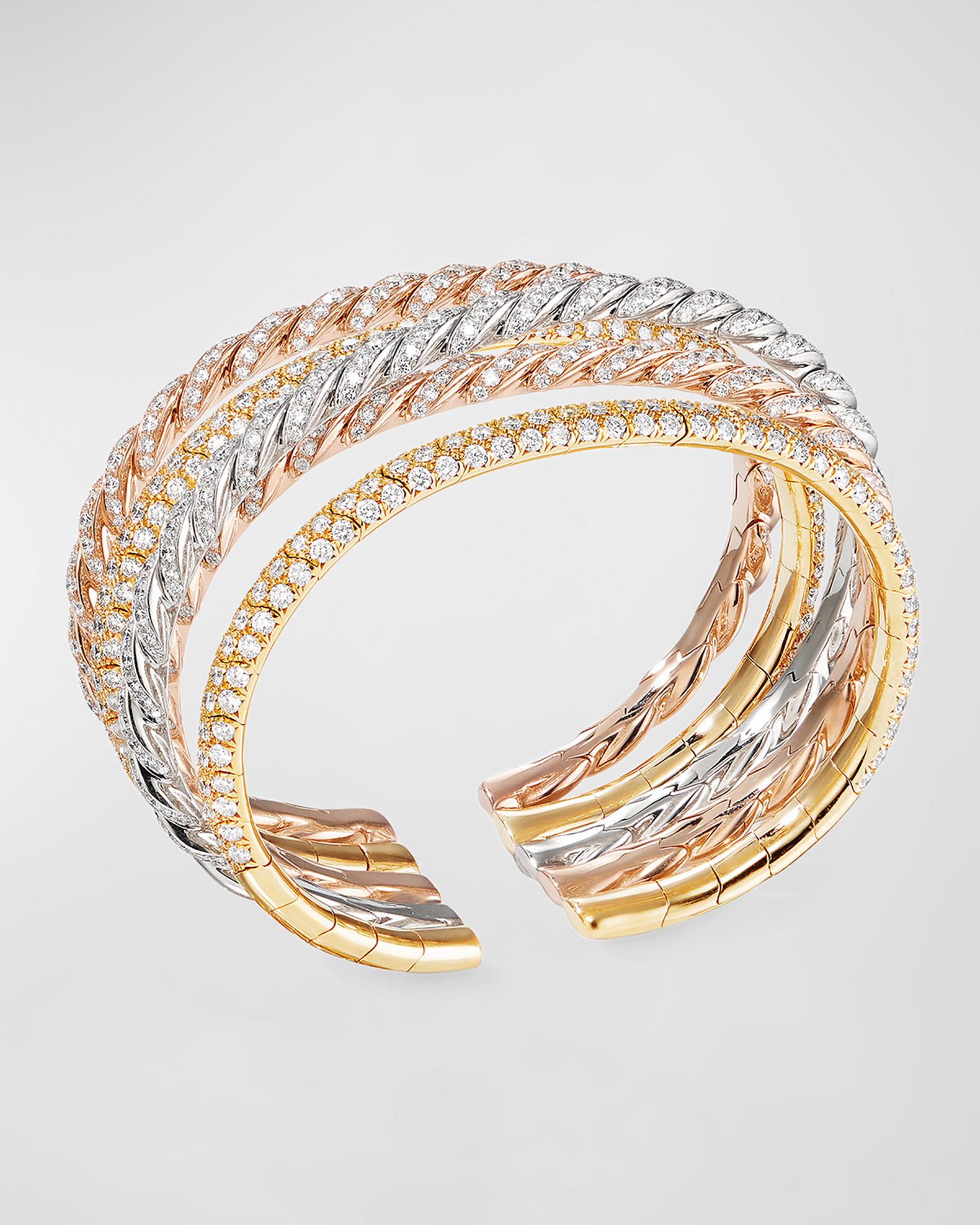David Yurman Paveflex Five Row Bracelet with Diamonds in 18K Golds ...