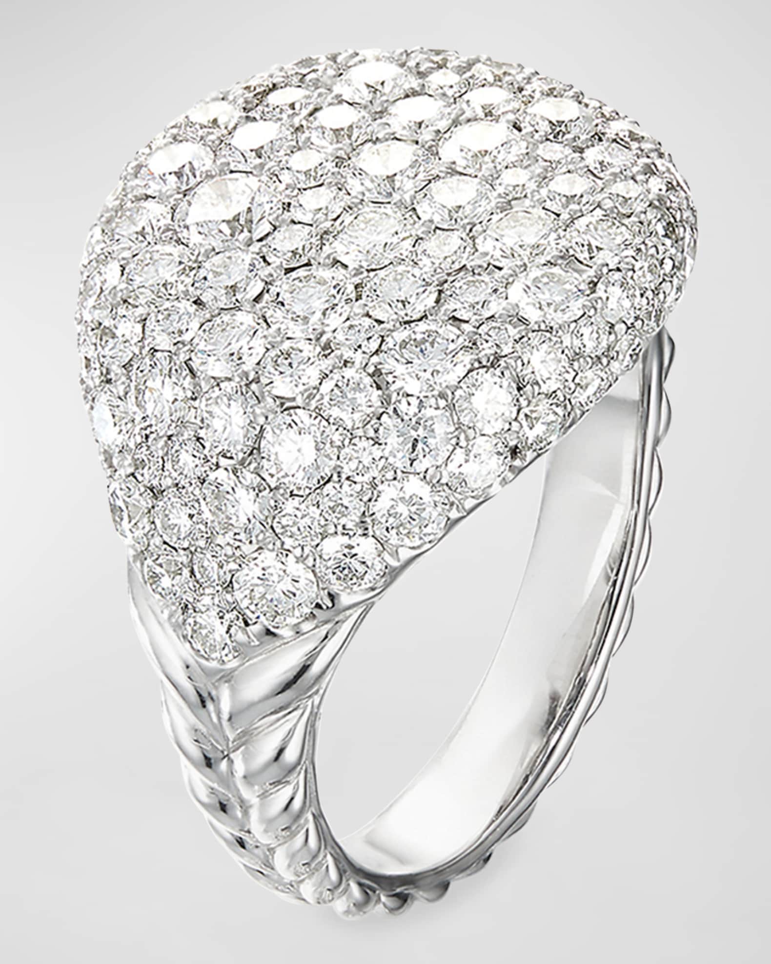 David Yurman Chevron Pave Diamond Pinky Ring in 18k White Gold | Neiman ...