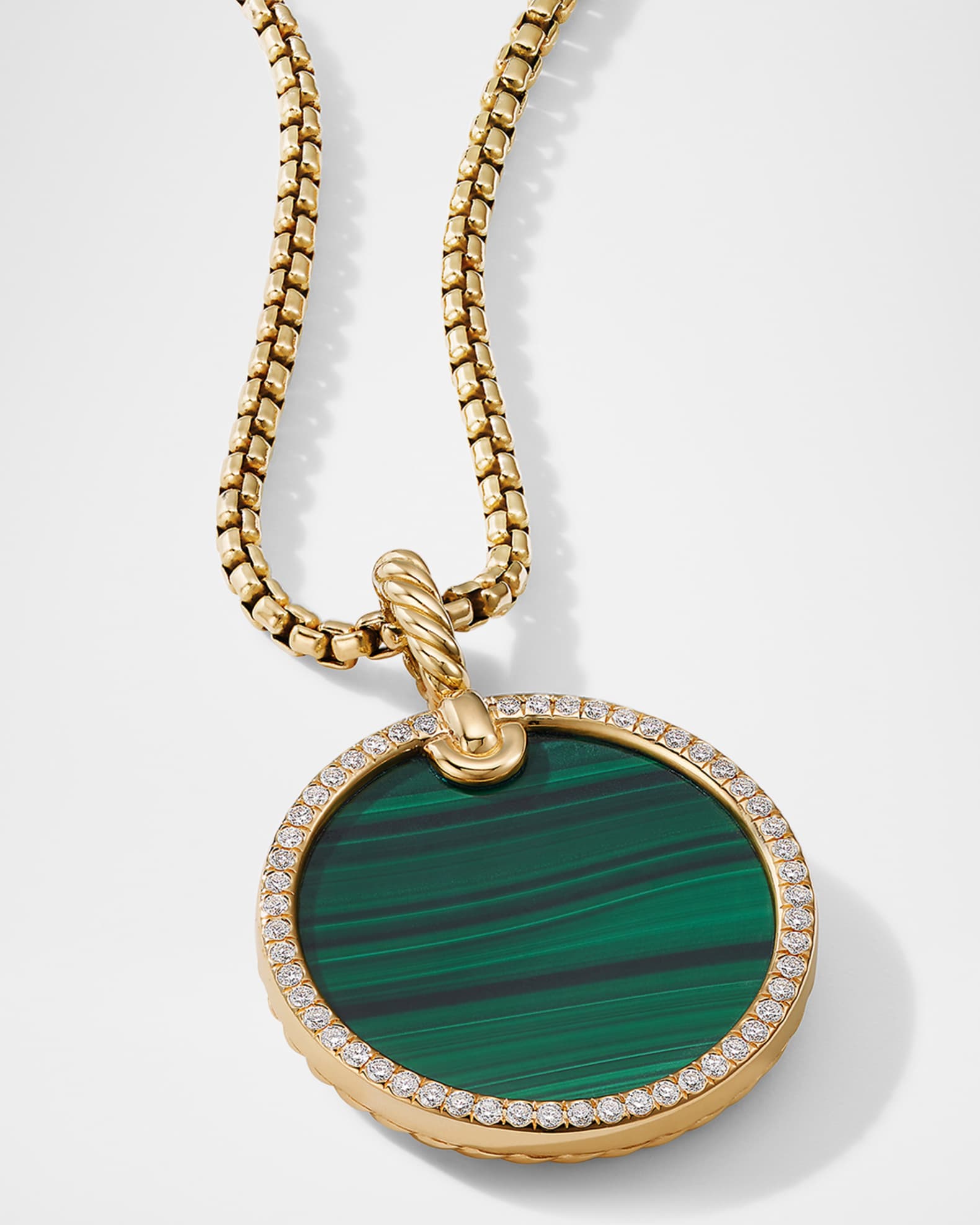David Yurman DY Elements Disc Pendant with Diamonds in 18K Gold, 24mm ...