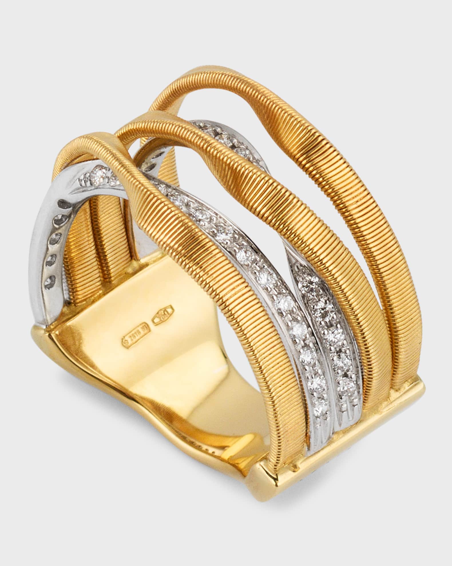 Marco Bicego 18K Yellow Gold Marrakech Five Strand Ring with Diamonds ...