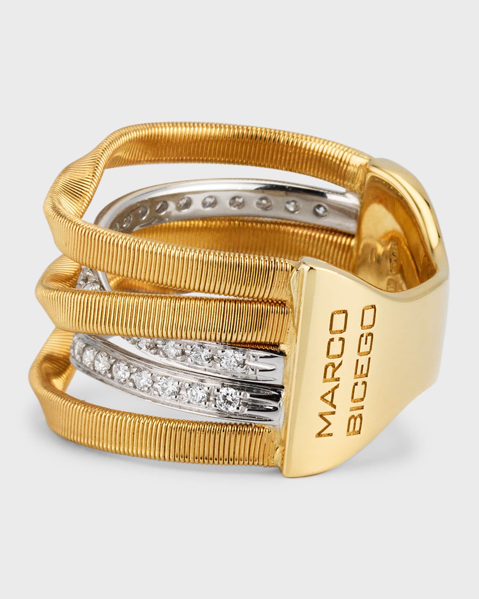 Marco Bicego 18K Yellow Gold Marrakech Five Strand Ring with Diamonds ...