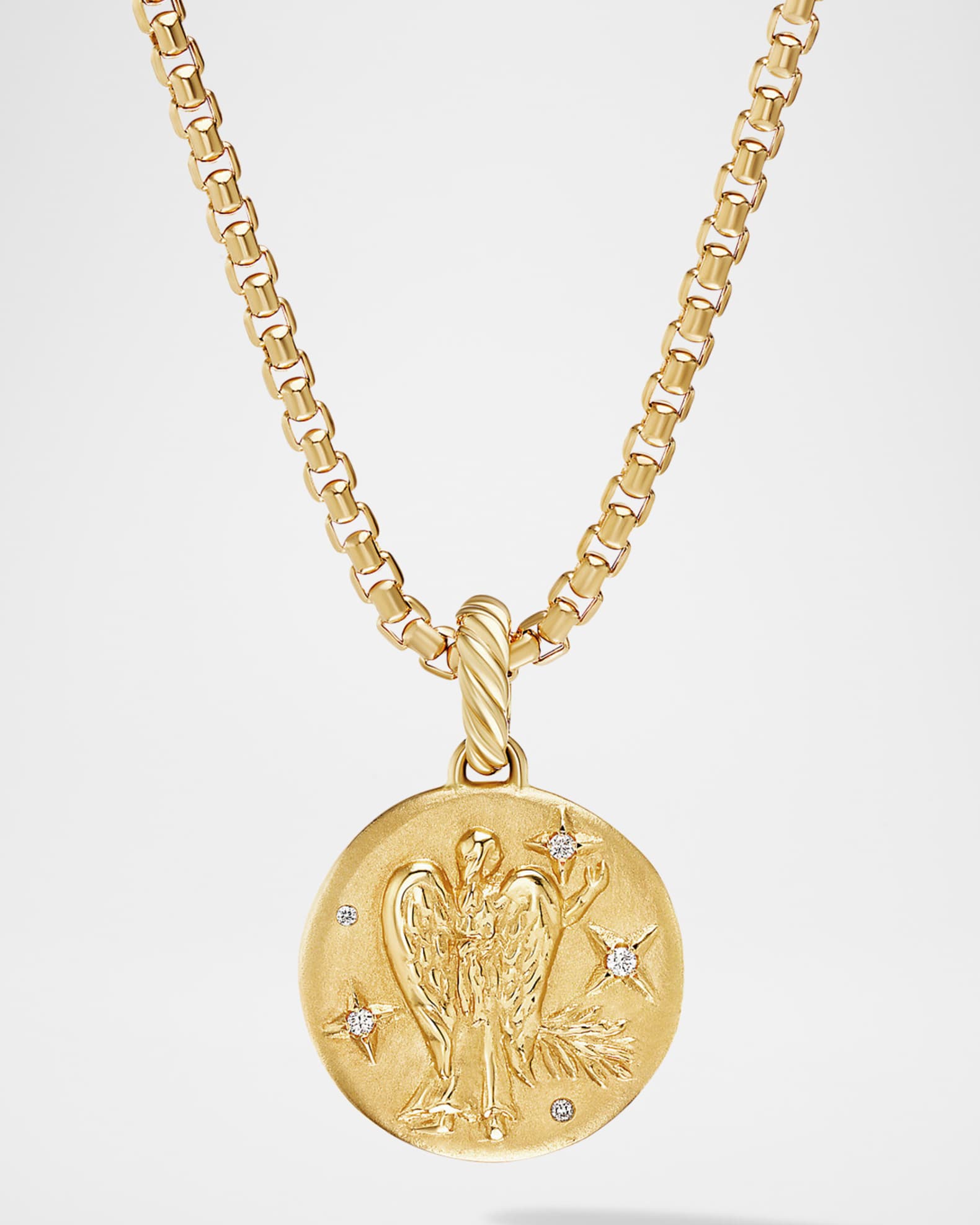 David Yurman Virgo Amulet with Diamonds in 18K Gold, 28.7mm | Neiman Marcus