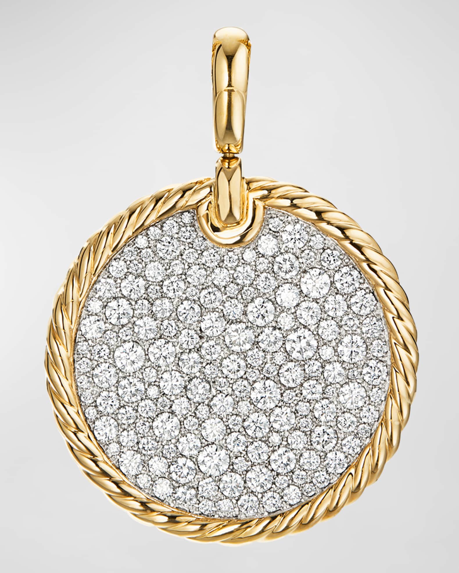 David Yurman DY Elements Disc Pendant with Diamonds in 18K Gold, 24mm ...