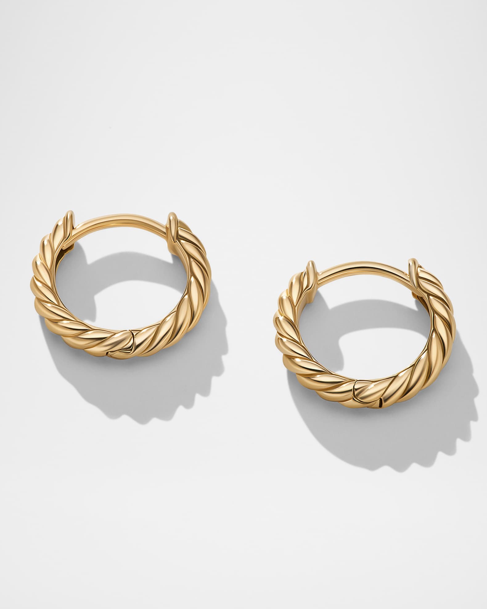 David Yurman Sculpted Cable Micro Huggie Hoop Earrings in 18K Yellow ...