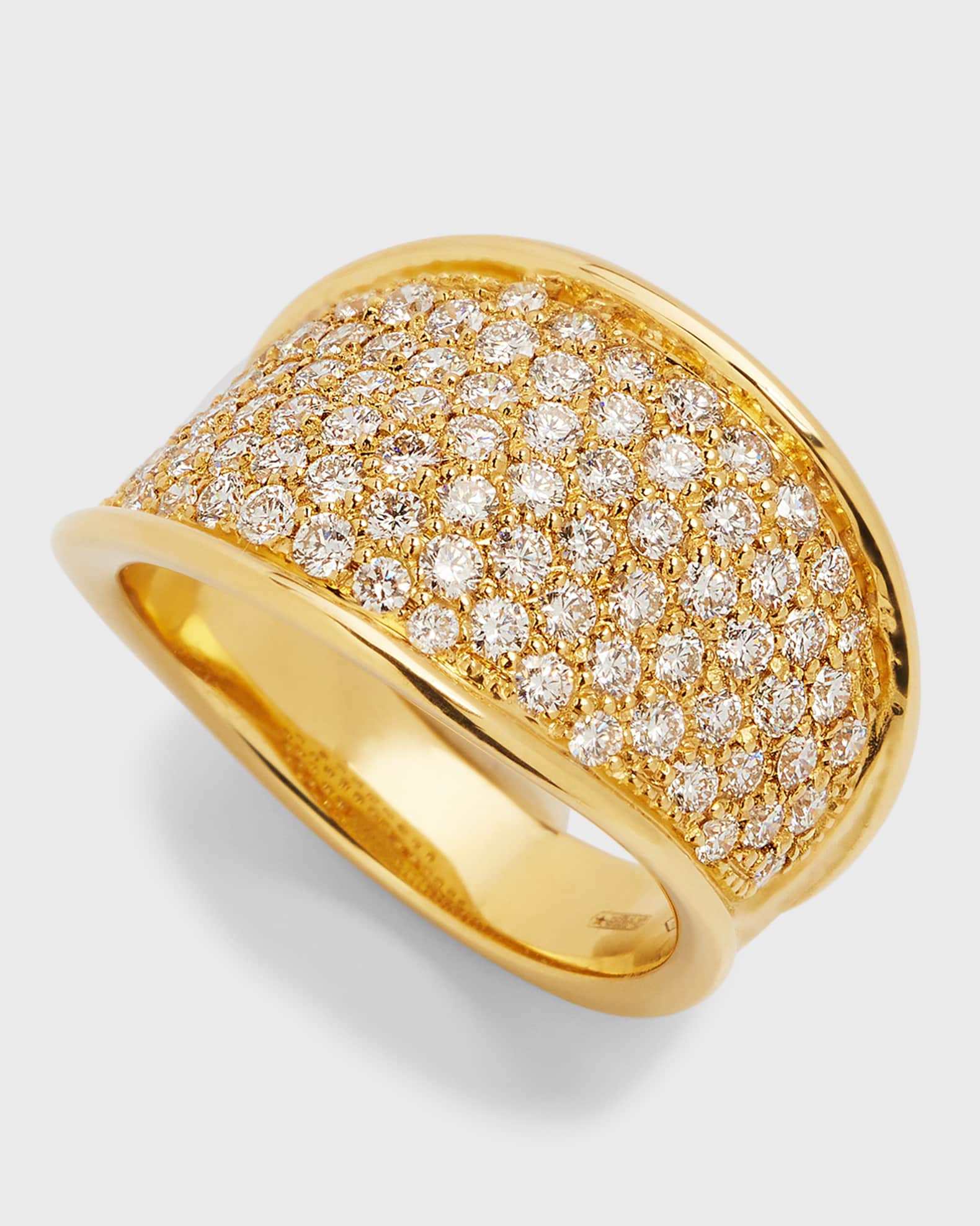 Marco Bicego 18k Yellow Gold Lunaria Pave Diamond Band Ring, Size 7 ...