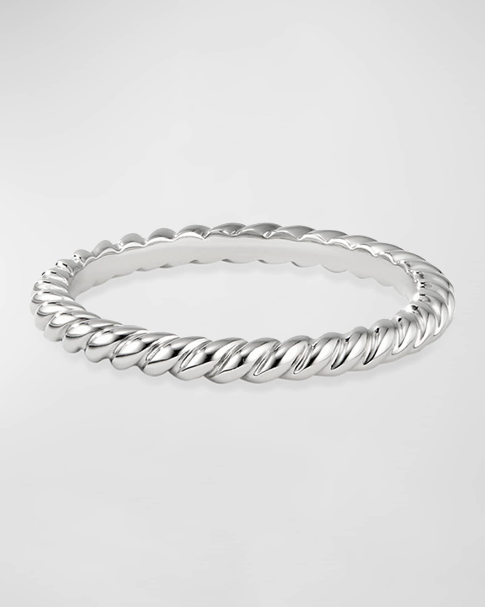 David Yurman DY Cable Band Ring in Platinum, 2mm | Neiman Marcus