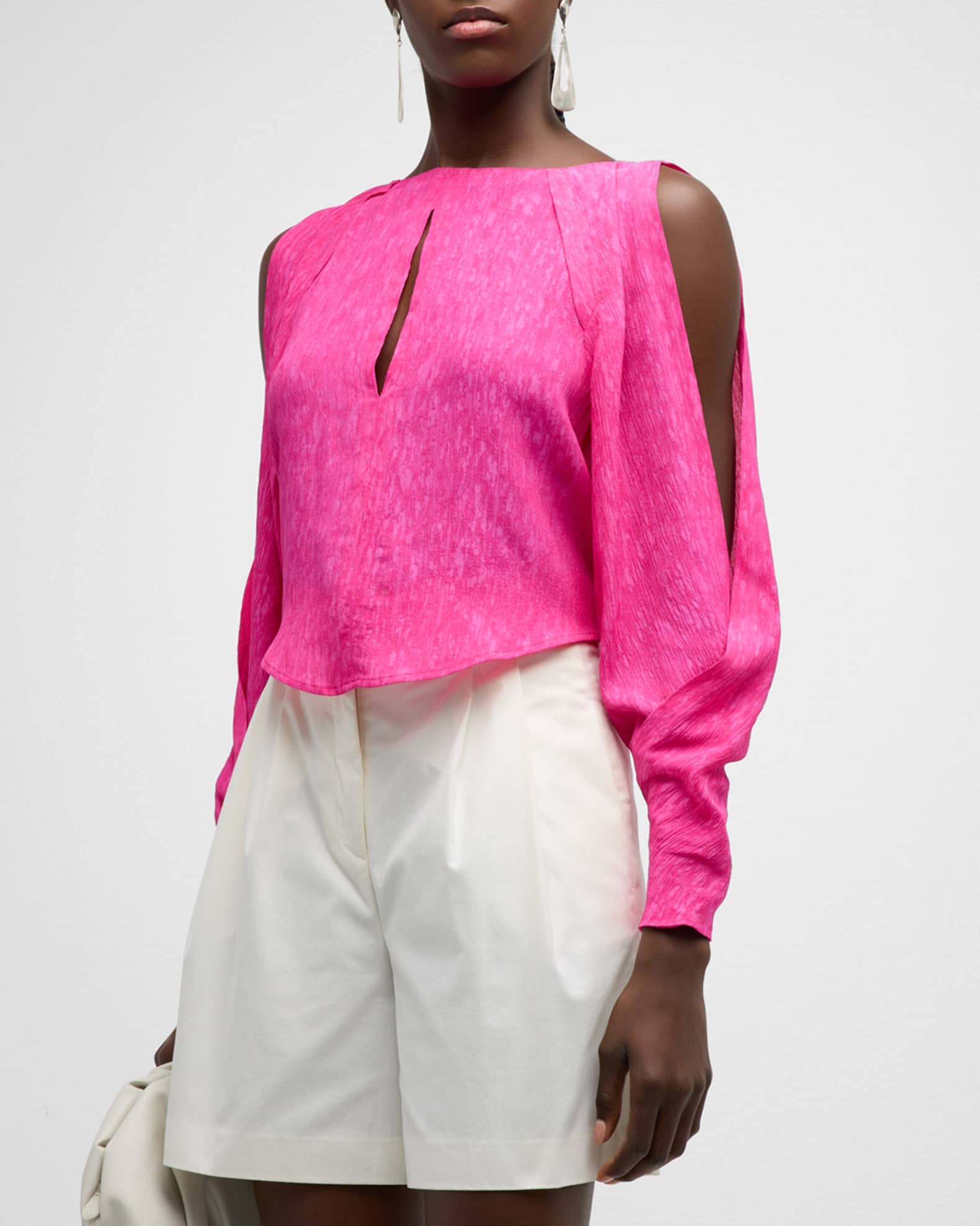 Iro Iro Draped Long-Sleeve Cut-Out Top | Neiman Marcus