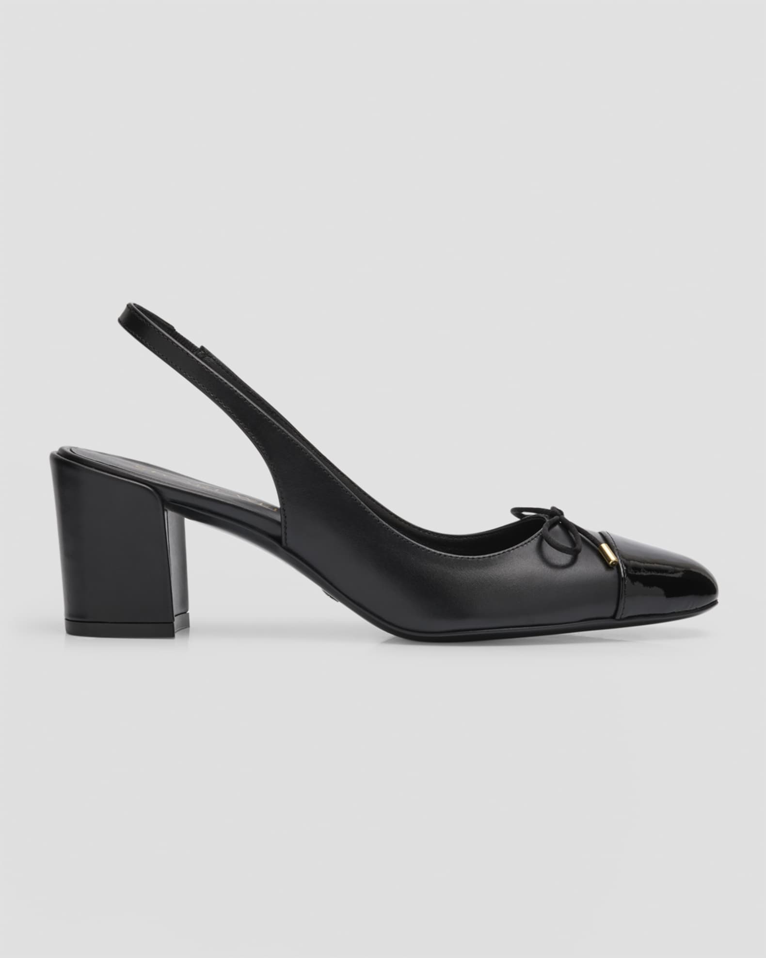 Stuart Weitzman Sleek Mixed Leather Bow Slingback Pumps | Neiman Marcus