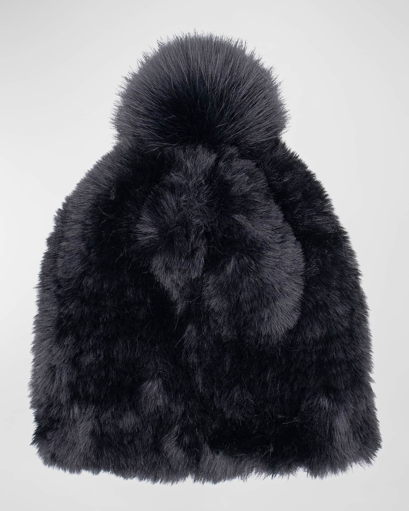 Surell Accessories Faux Rex Rabbit Fur Beanie With Pom | Neiman Marcus