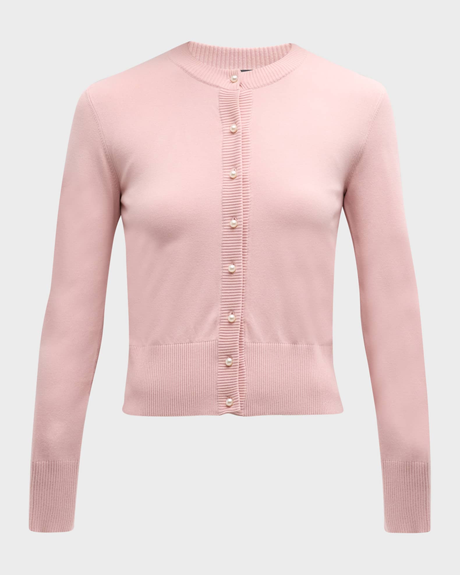 Dolce&Gabbana Twinset Knit Pearly-Button Crewneck Cardigan | Neiman Marcus