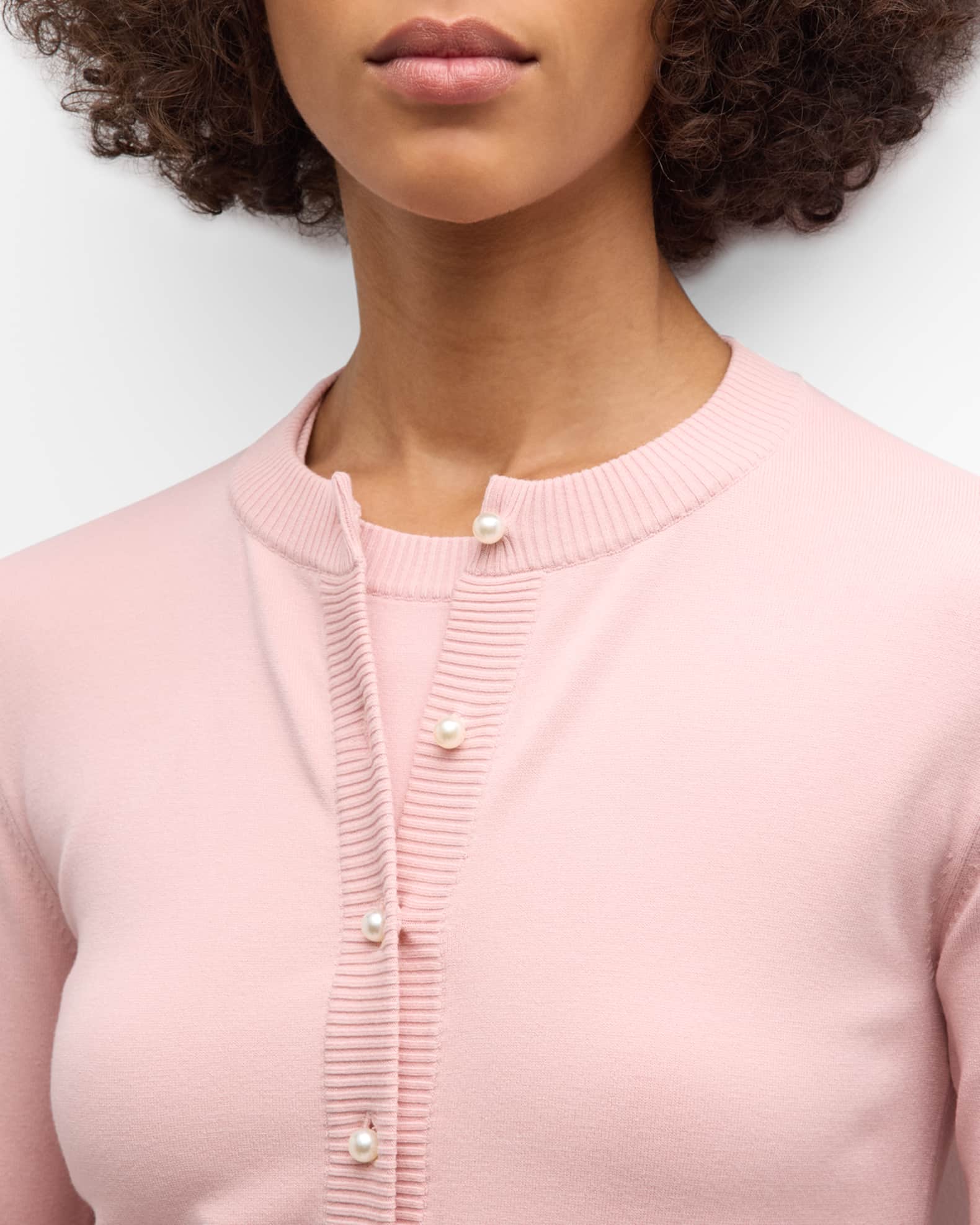 Dolce&Gabbana Twinset Knit Pearly-Button Crewneck Cardigan | Neiman Marcus