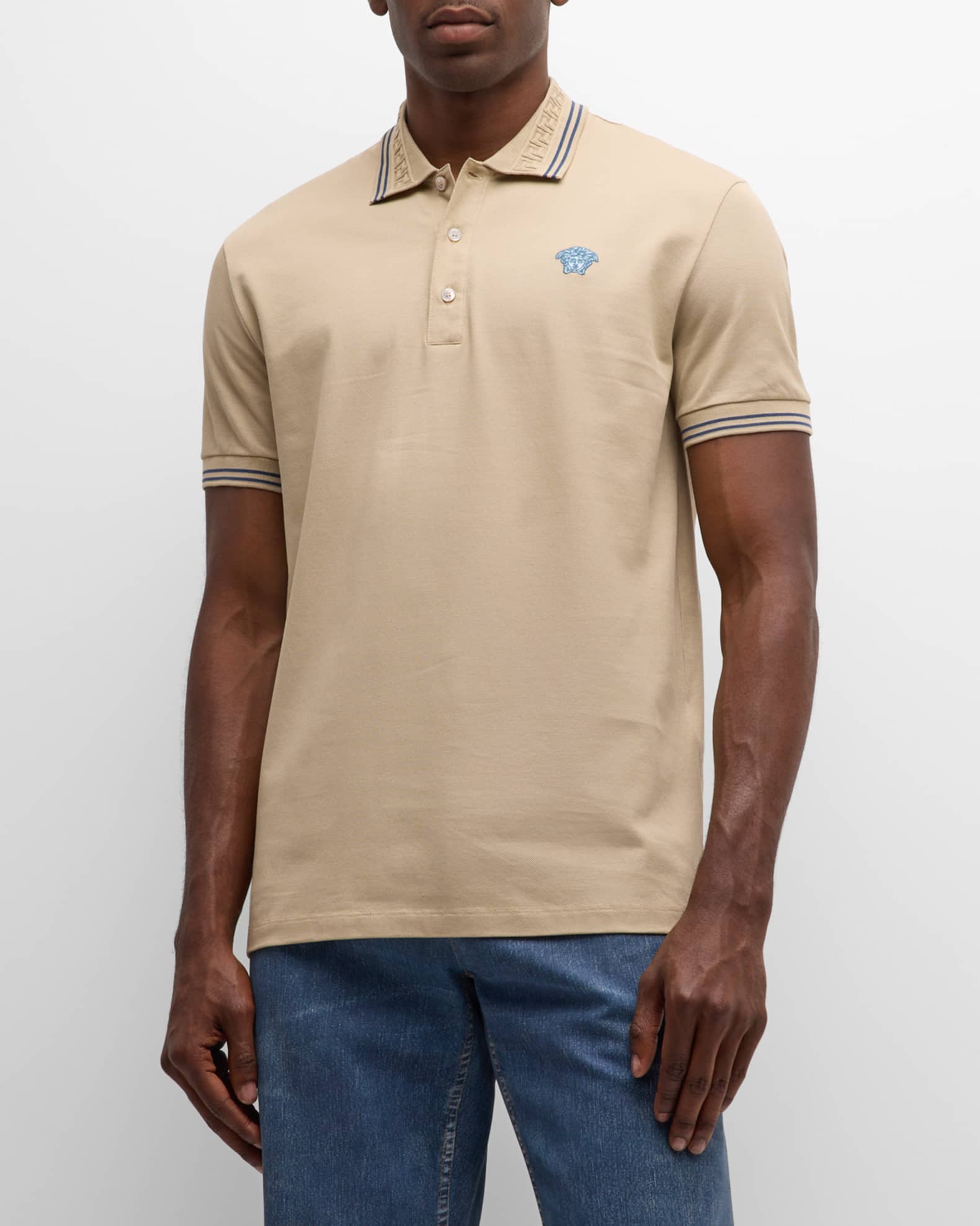 Versace Men's Pop Medusa Tipped Polo Shirt | Neiman Marcus