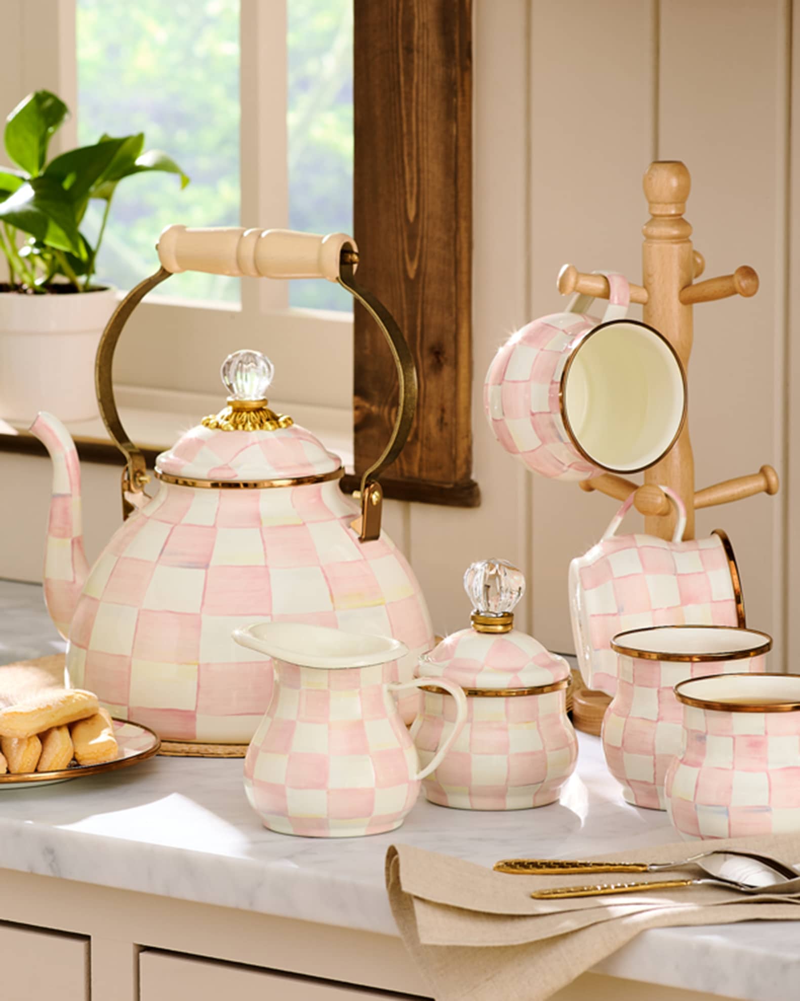 Rosy Check Tea Kettle Collection | Neiman Marcus