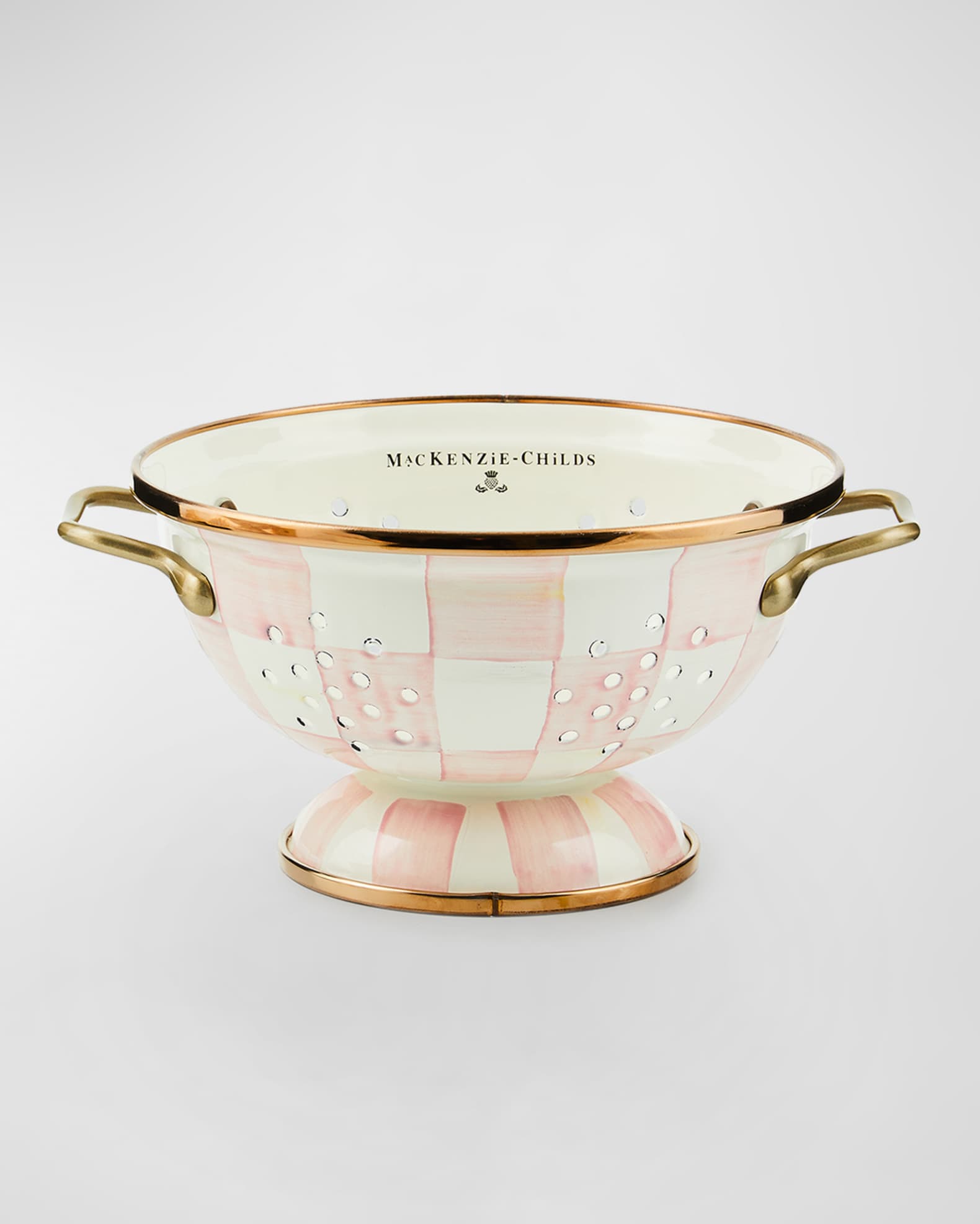 MacKenzie-Childs Rosy Check Enamel Colander, Small | Neiman Marcus