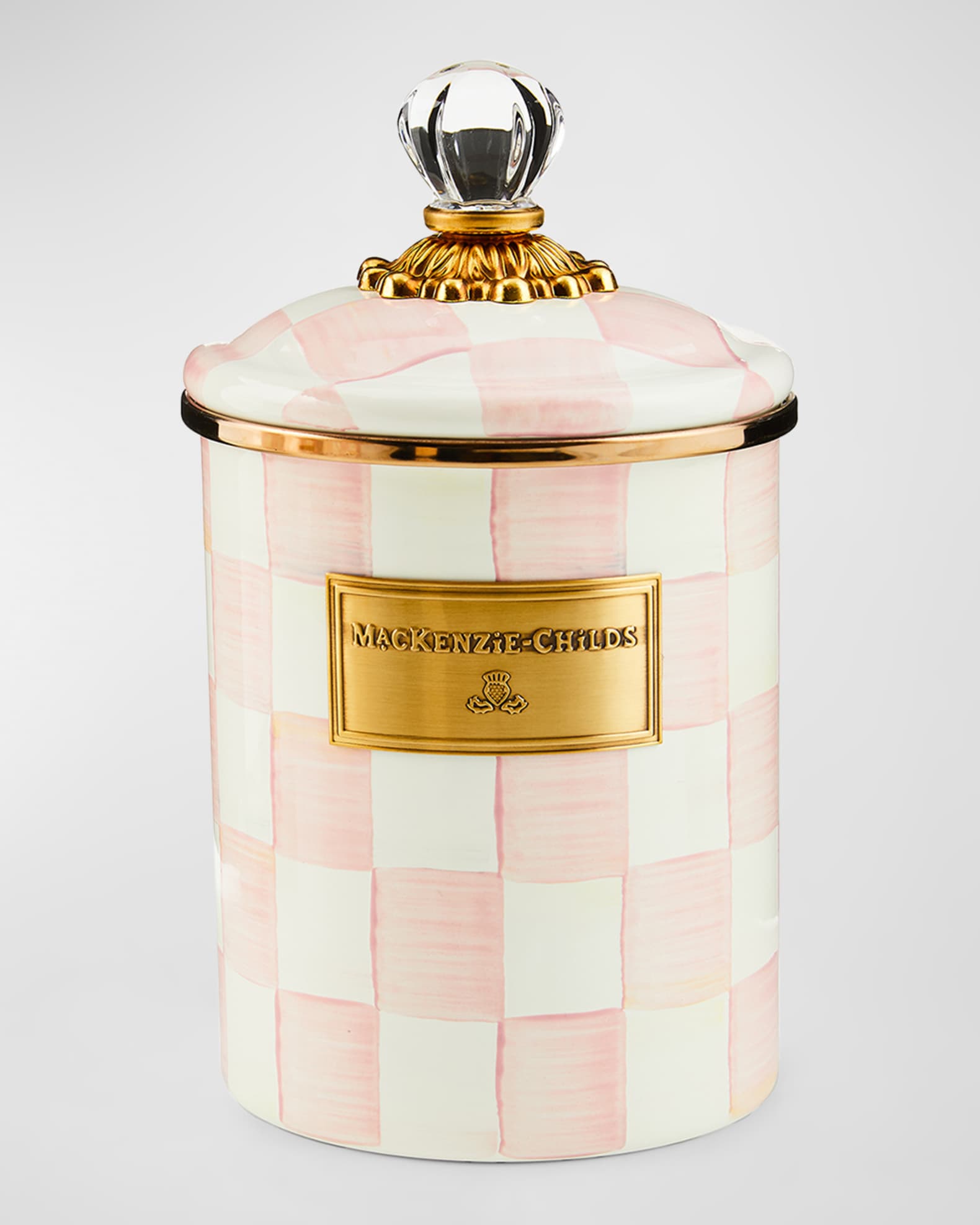 MacKenzie-Childs Rosy Check Enamel Canister, Medium | Neiman Marcus
