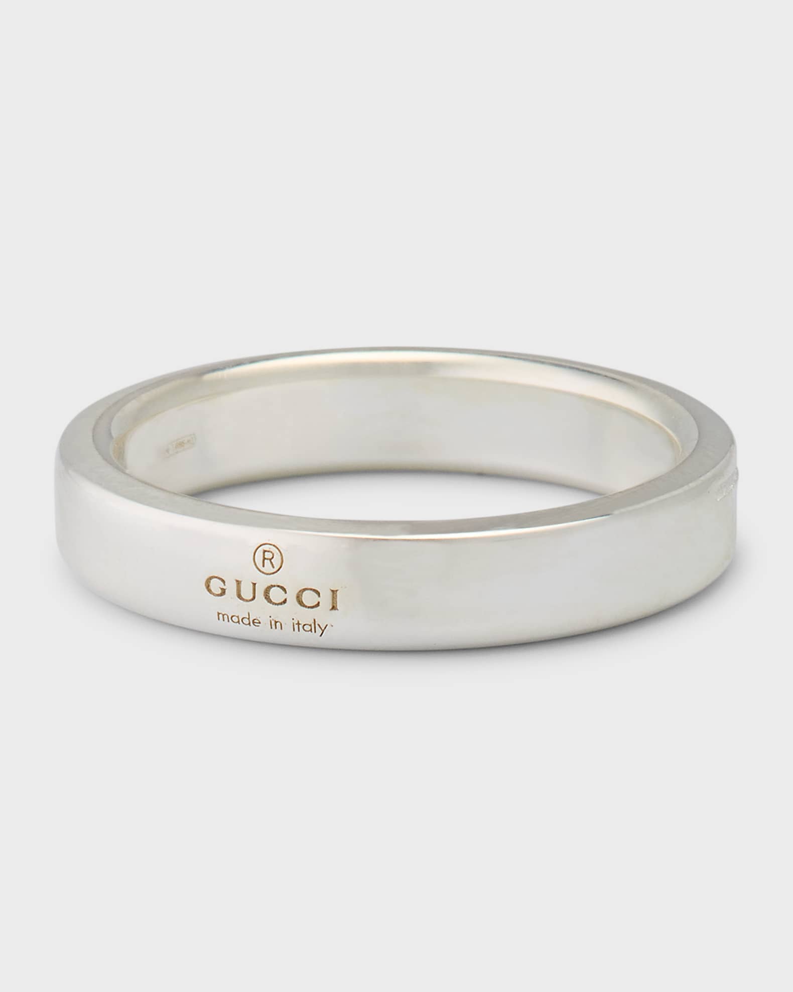 Gucci Men's Gucci Tag Ring, 4mm Silver | Neiman Marcus