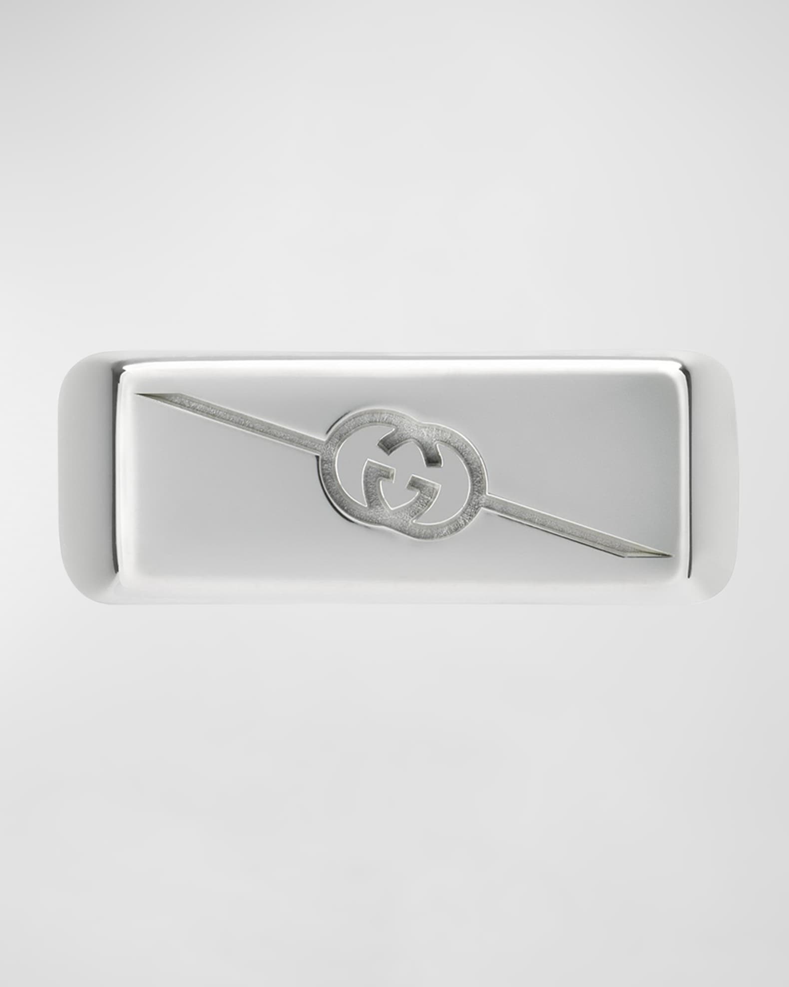 Gucci Men's Gucci Tag Ring Chevalier, 7.5mm Silver | Neiman Marcus