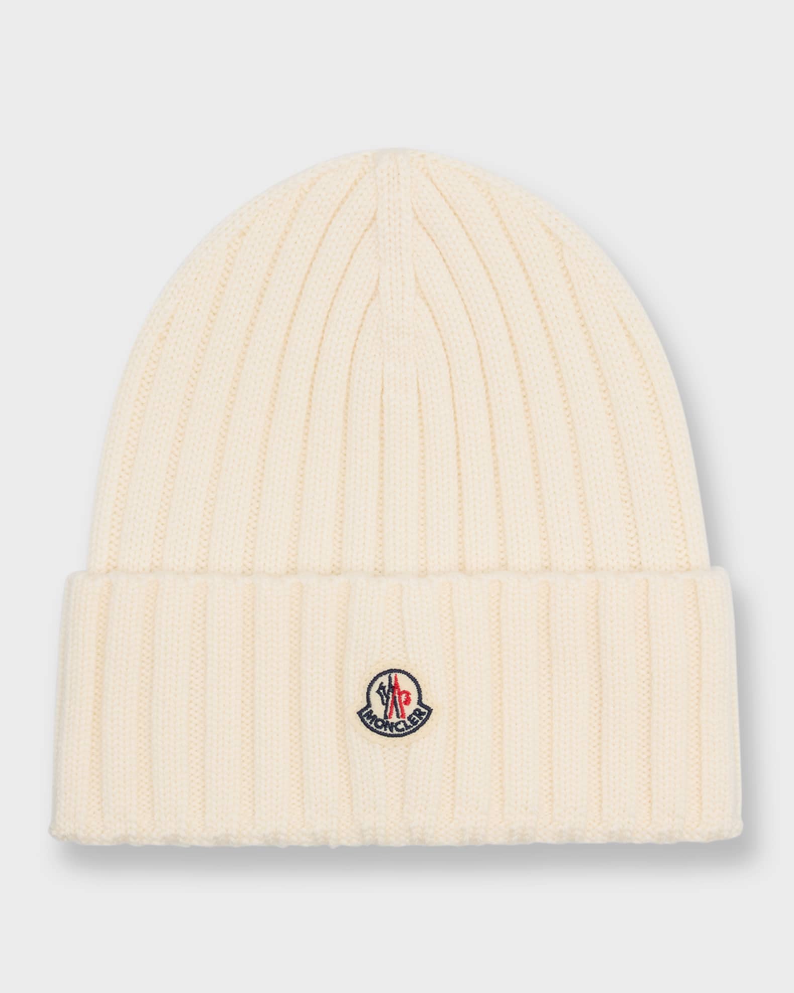 Moncler Ribbed Wool Beanie w/ Logo | Neiman Marcus