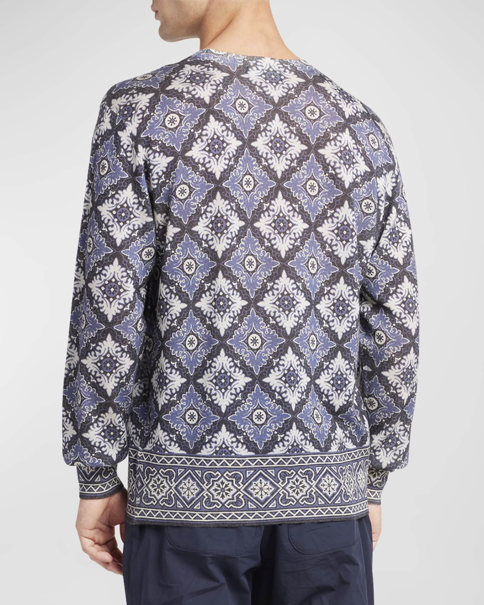 Etro Men's Cashmere-Silk Medallion Sweater | Neiman Marcus